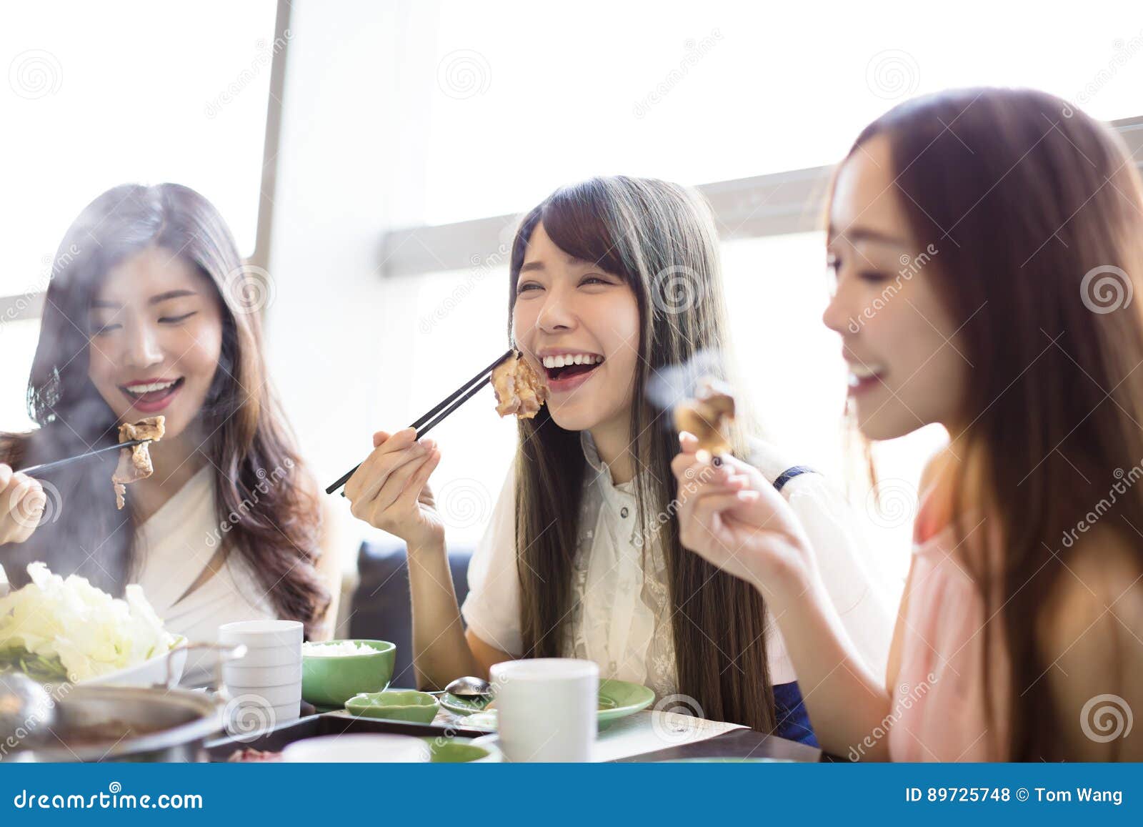 Young Women Group Eating Hot Pot Stock Photo - Image of indoors, female ...