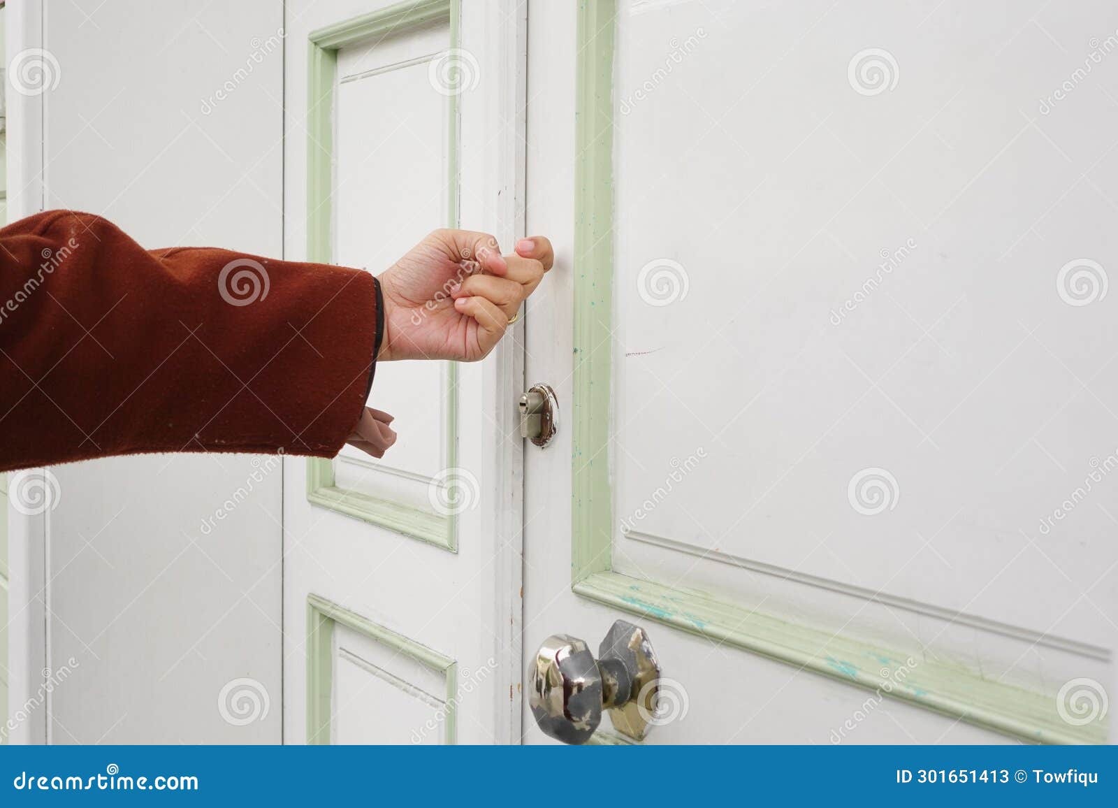 Young Women Hand Knocking Door, Stock Image - Image of door ...