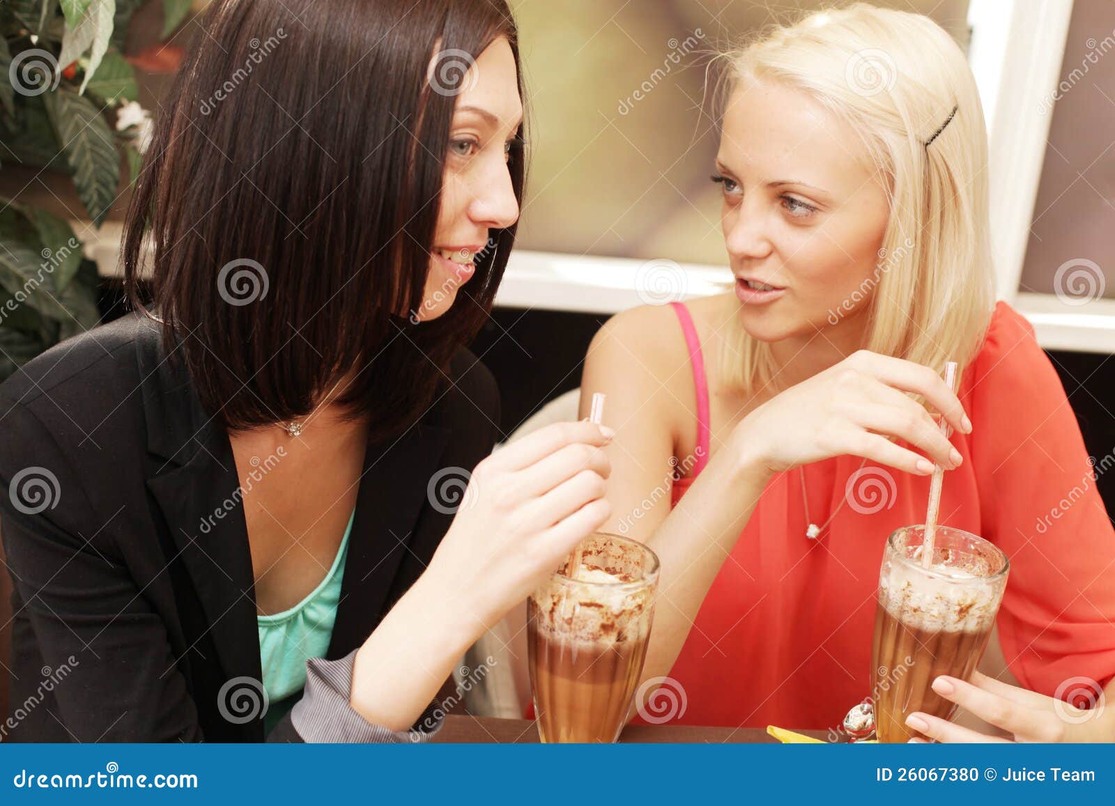 Young Women Having Coffee Break Together Stock Photo - Image of happy ...