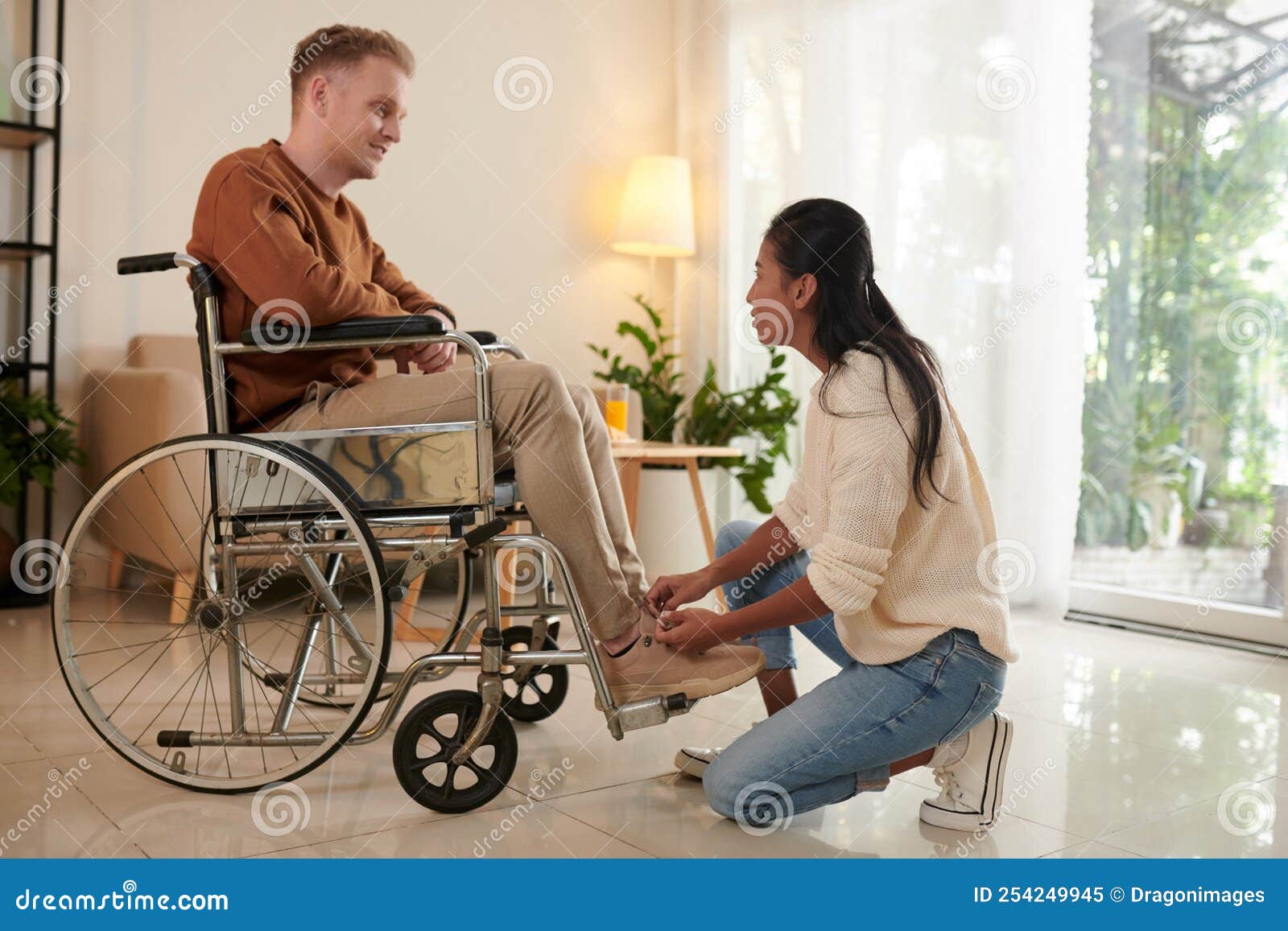 Woman Helping Husband with Disability Stock Image - Image of mobility ... Woman Helping Husband with Disability Stock Image - Image of mobility ...