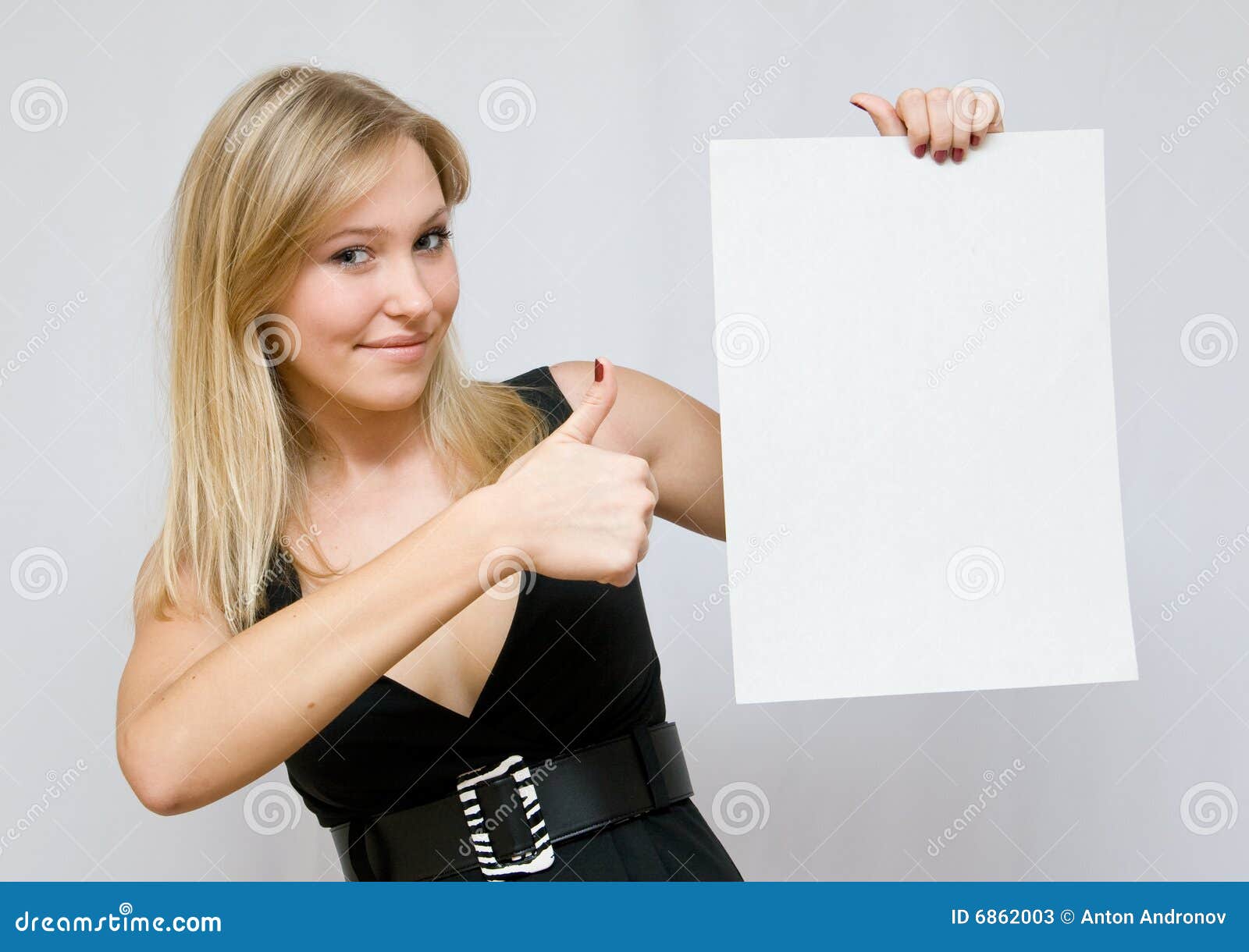 Young Women Holding Blank Paper Stock Image - Image of human, frame ...