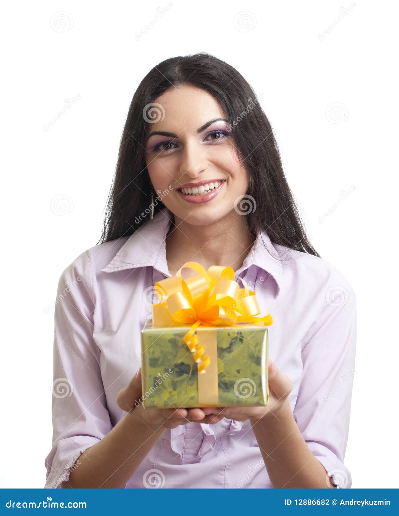 Young Women Holding Gift or Present Stock Photo - Image of isolated ...