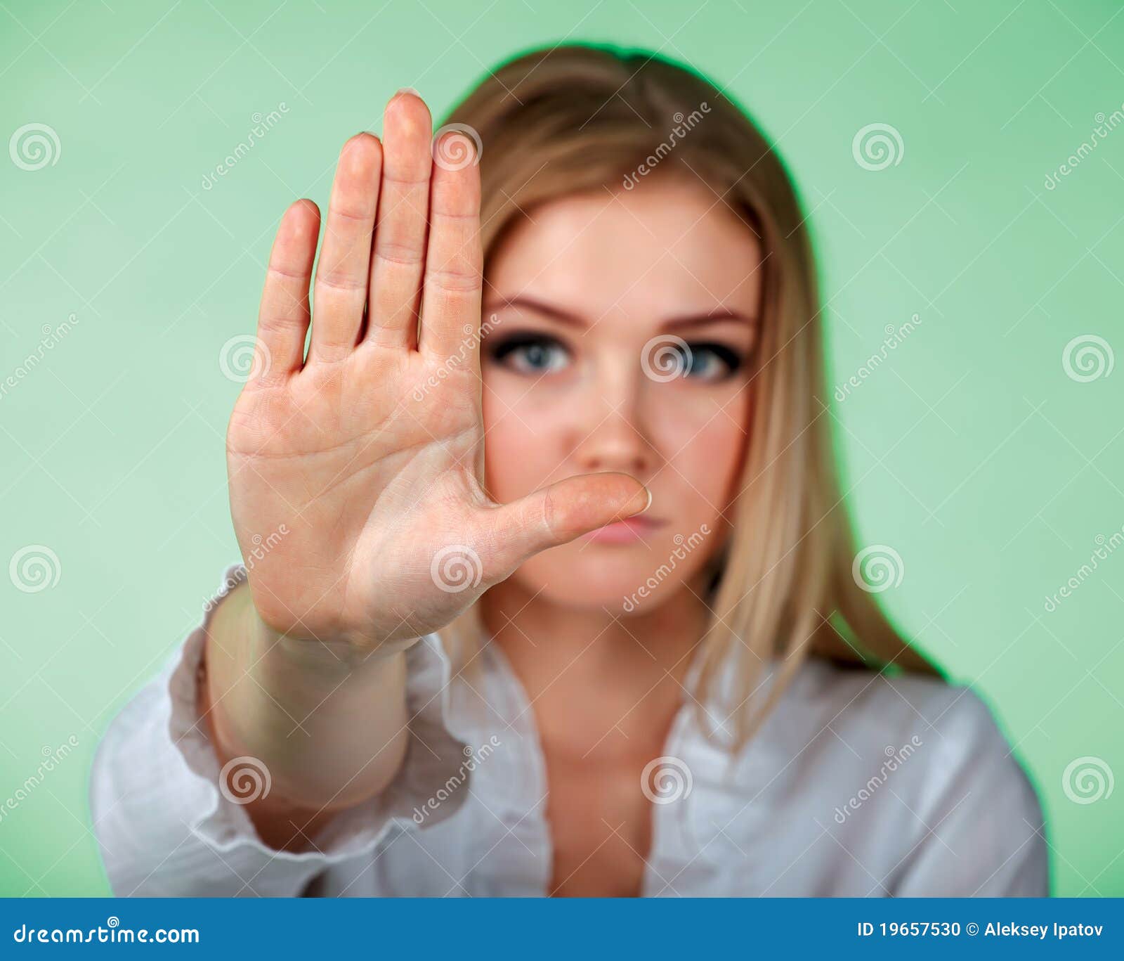 Young Women Holding Hand a Sign STOP Stock Photo - Image of gesture ...