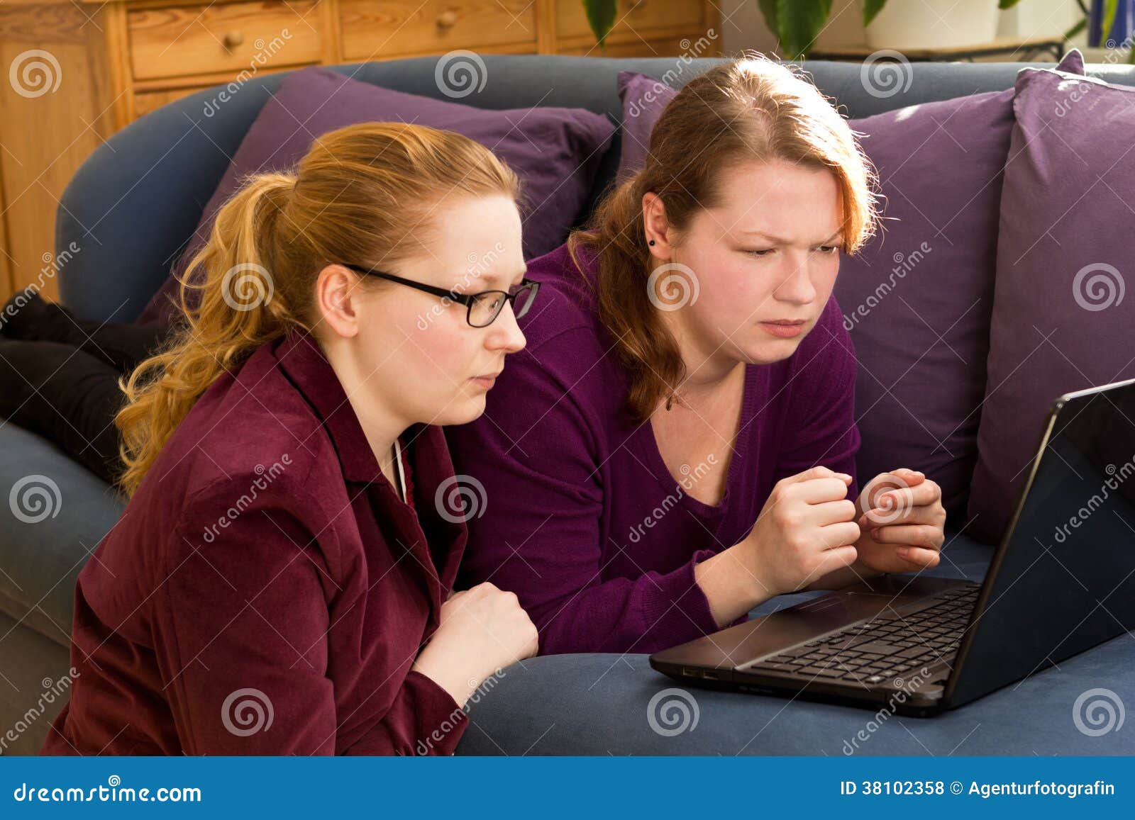 Young Women with Internet Problems Stock Photo - Image of frustration ...