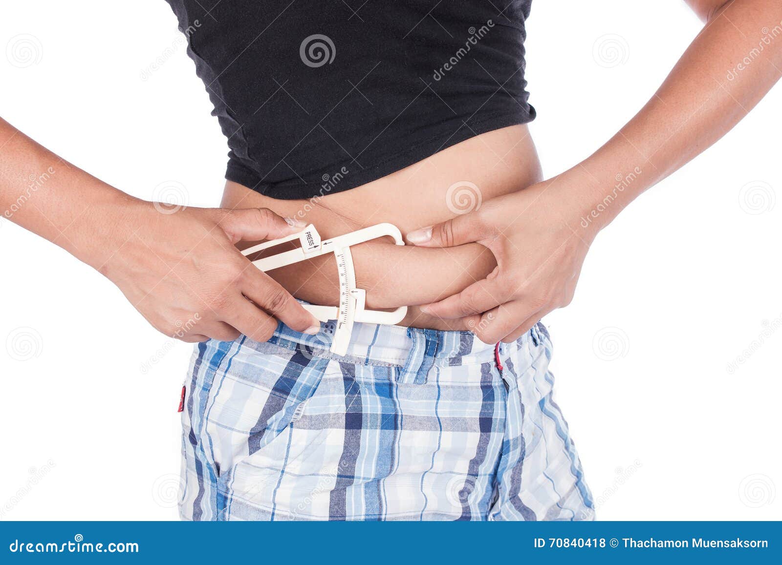 Young Women Measuring Fat Belly Stock Photo - Image of fatness, people ...