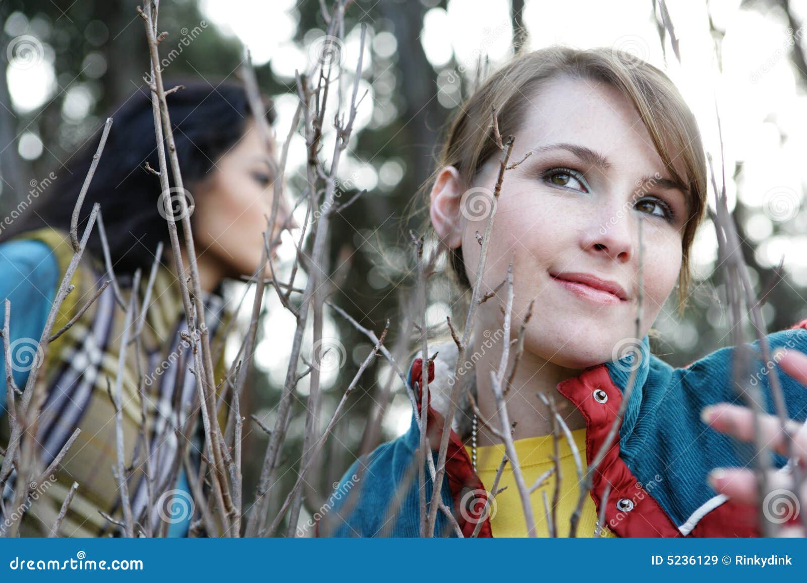 Young women outside stock image. Image of outdoors, trees - 5236129