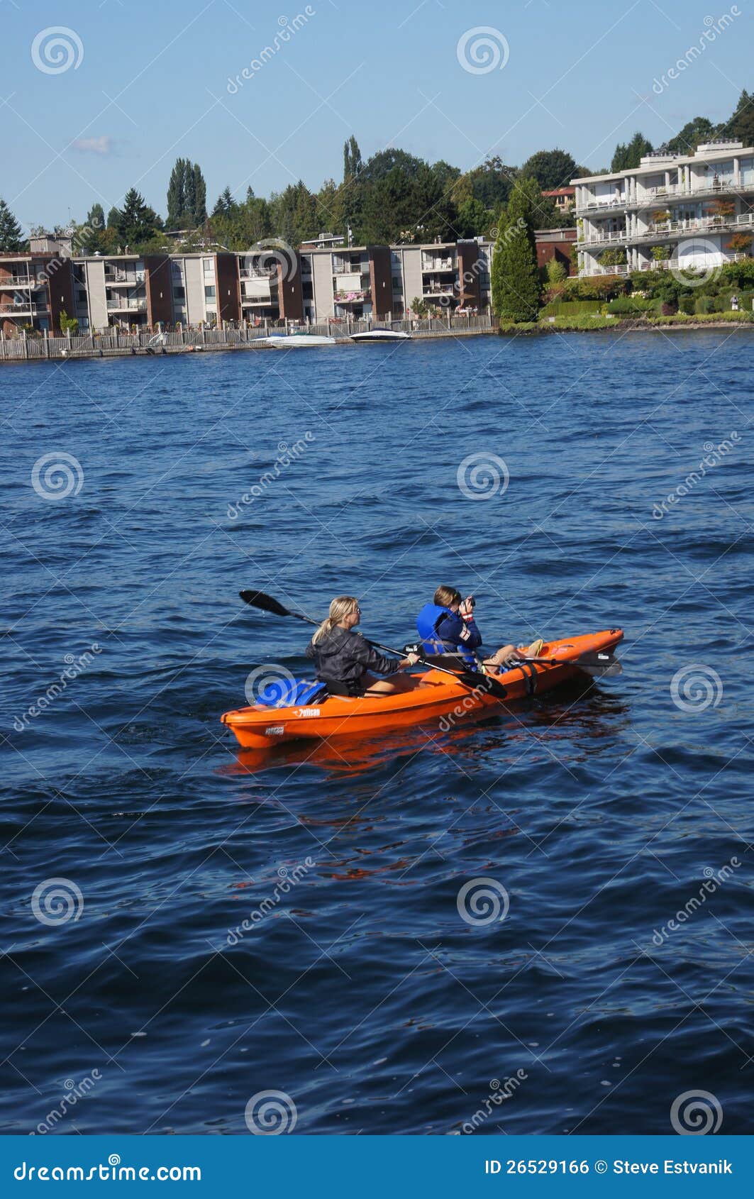 Young Women Paddle Their Kayak Editorial Photo - Image of young, canoe ...