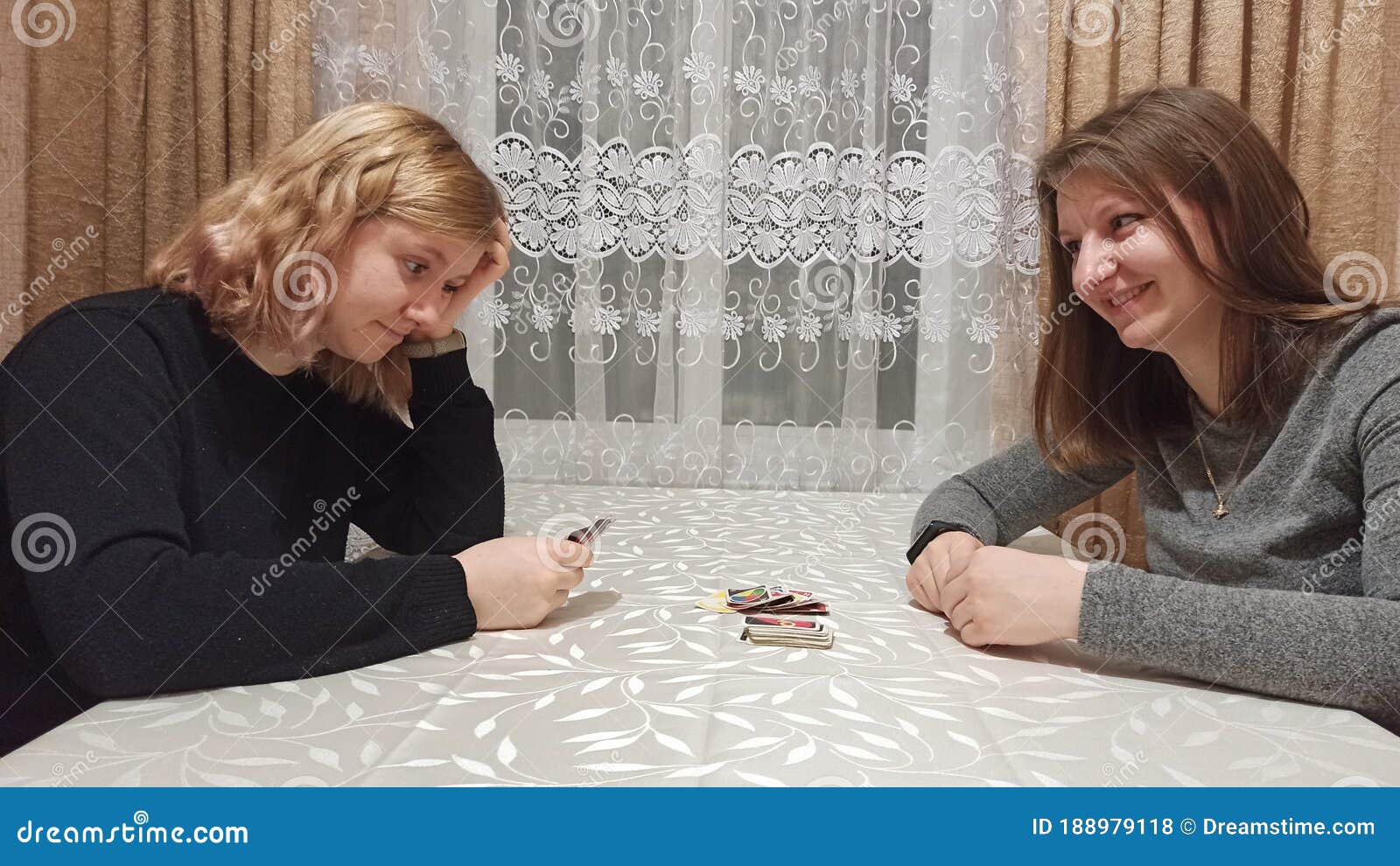 Women Play Uno Cards at Table Editorial Stock Photo - Image of game ...