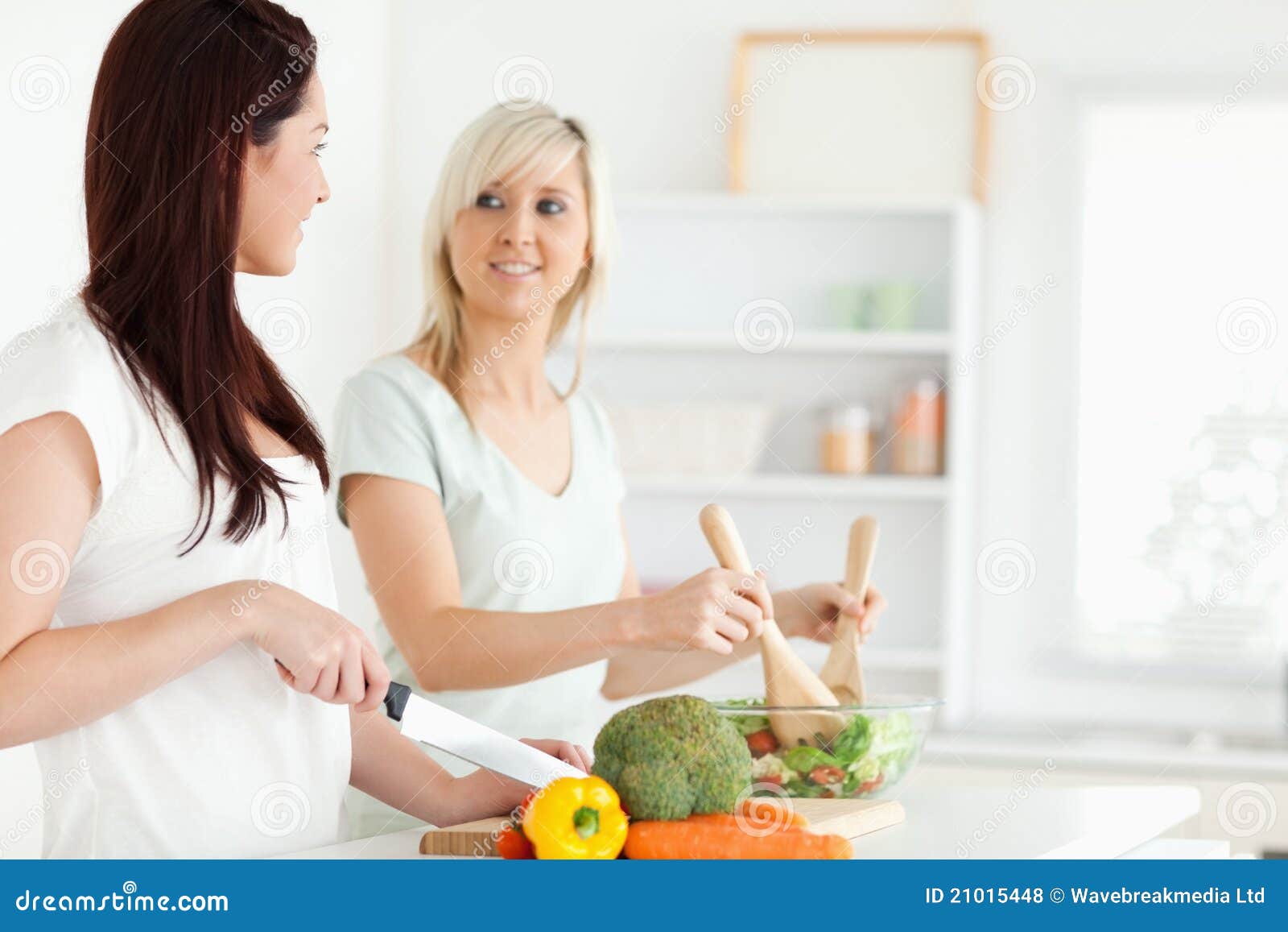 Young Women Preparing Dinner Stock Photo - Image of modern, people ...