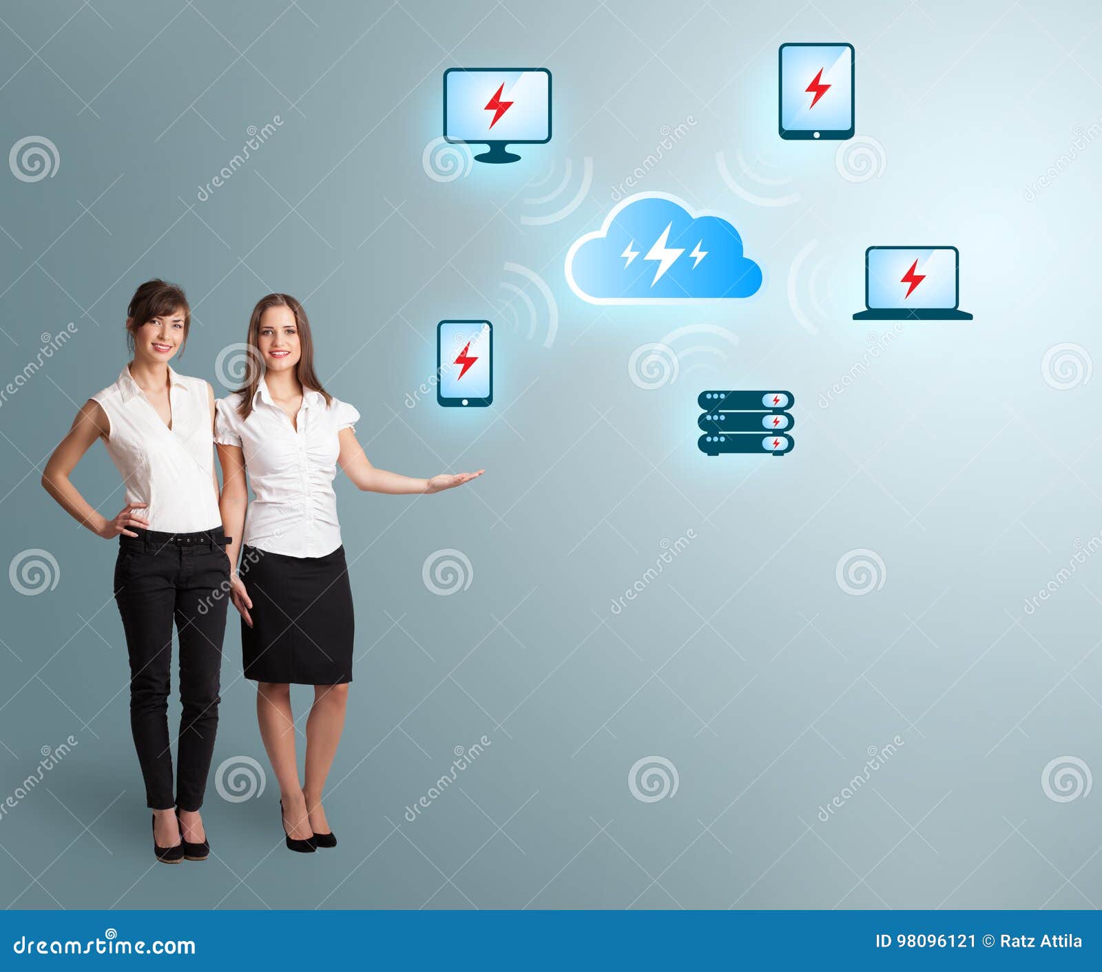 Young Women Presenting Cloud Computing Network Stock Image - Image of ...