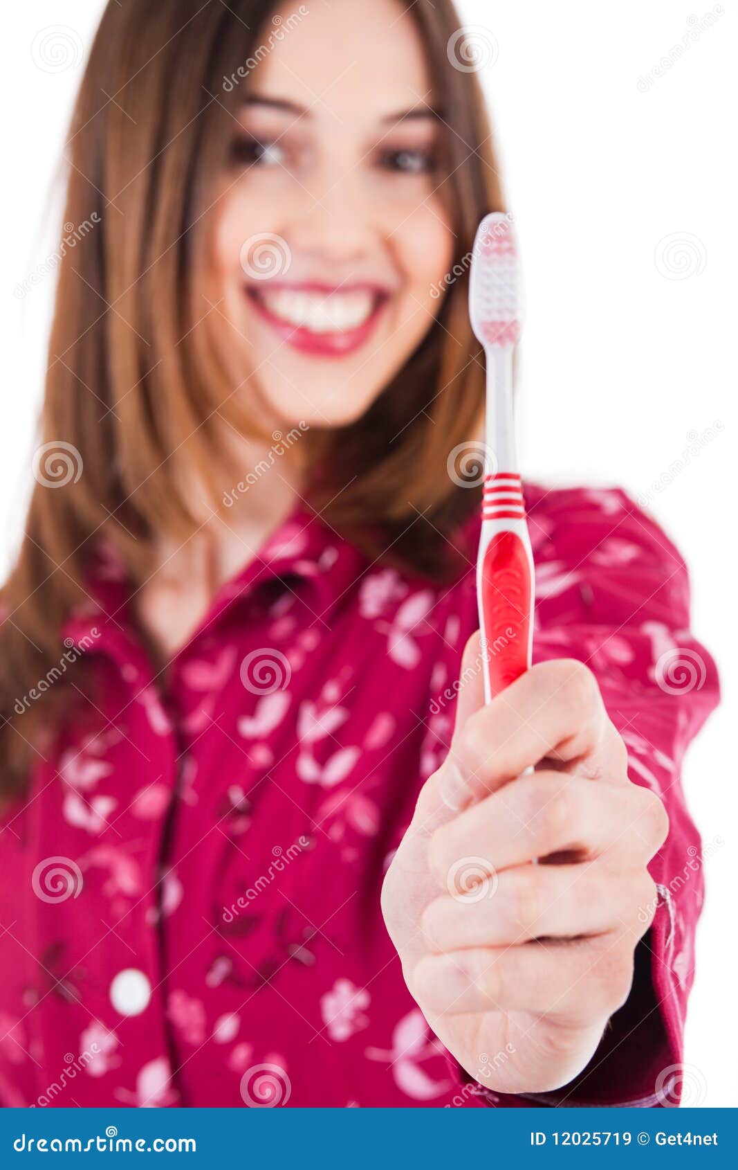 Young Women Showing the Toothbrush Stock Image - Image of brown, hands ...