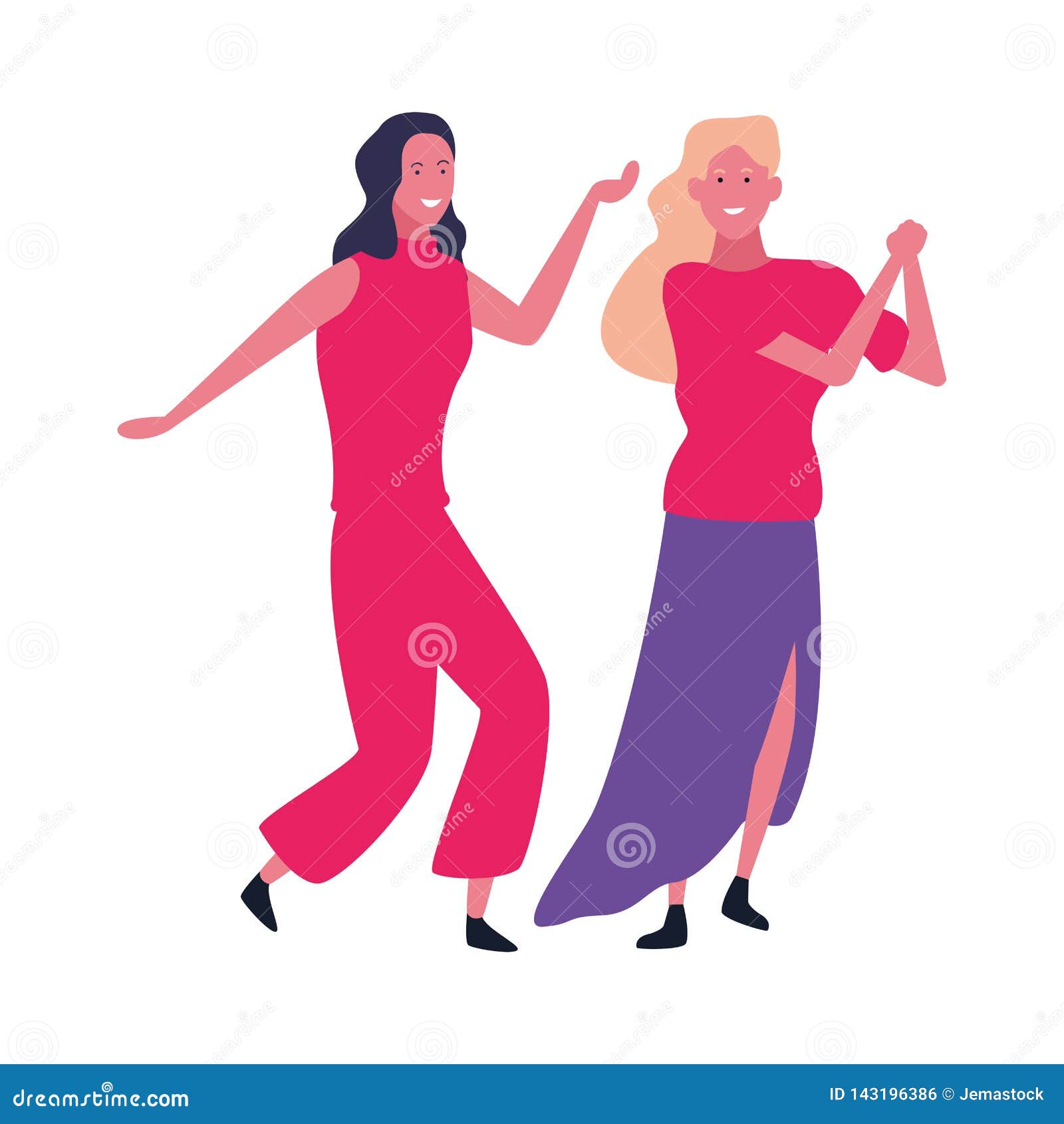 Young Women Smiling and Dancing Stock Vector - Illustration of portrait ...
