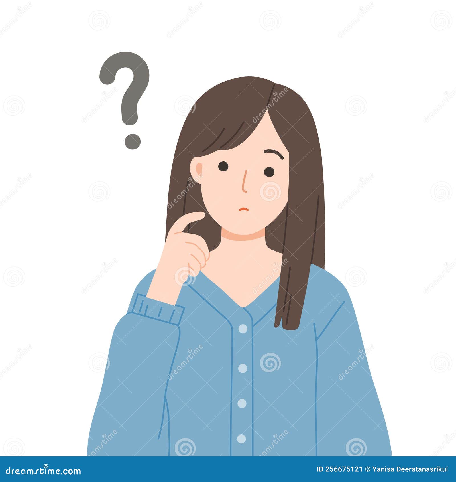 Young Women Thinking with Question Mark Icons. Stock Vector ...