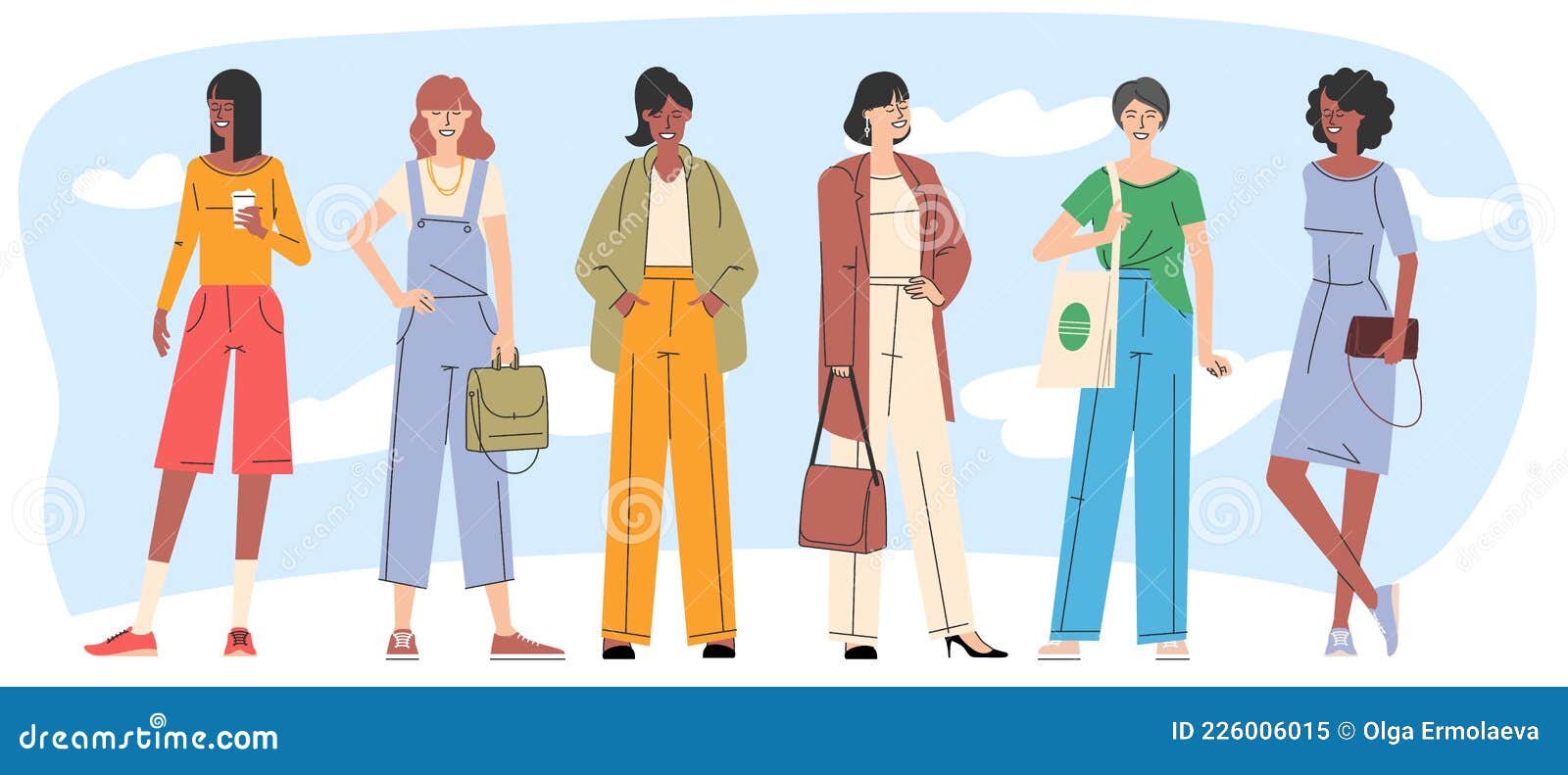 Young Women Trendy Characters Stock Vector - Illustration of skirt ...