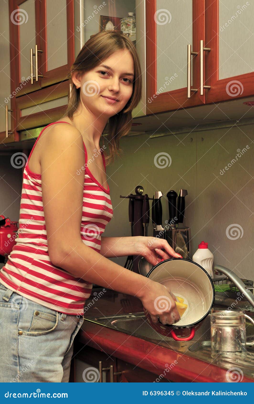 Young Women Washing the Dishes Stock Image - Image of food, household ...
