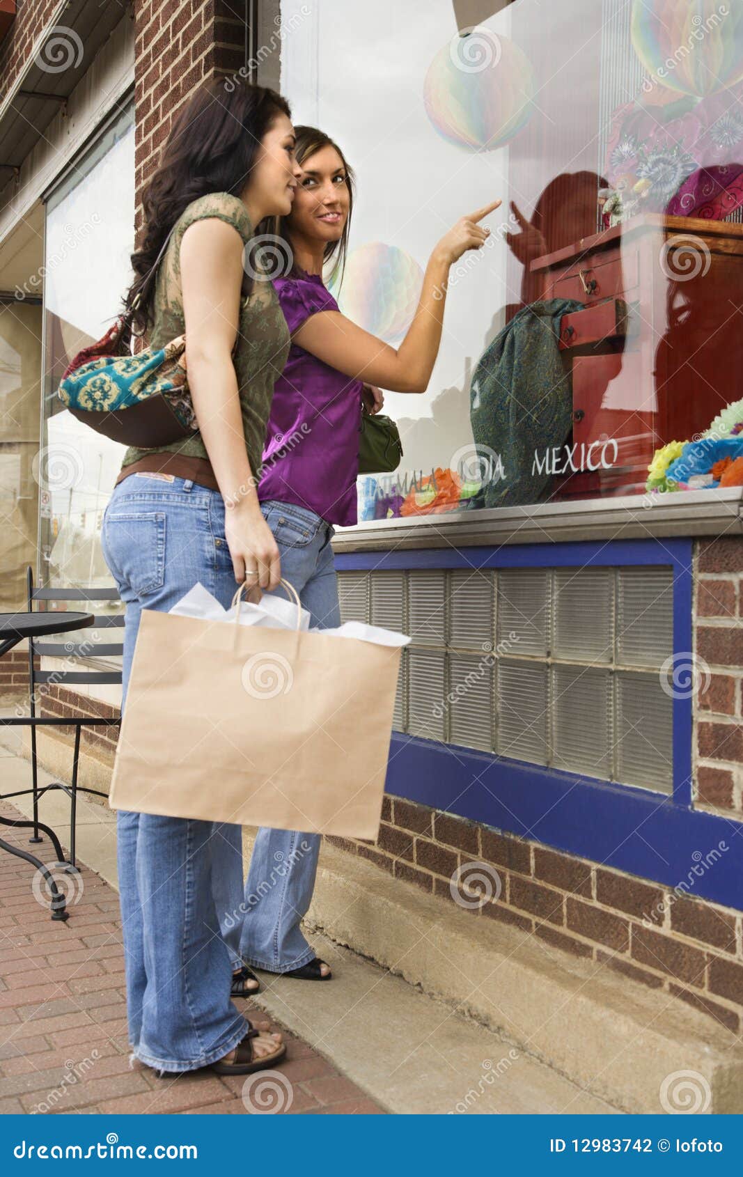 Young Women Window Shopping Stock Photo - Image of hair, accessories ...