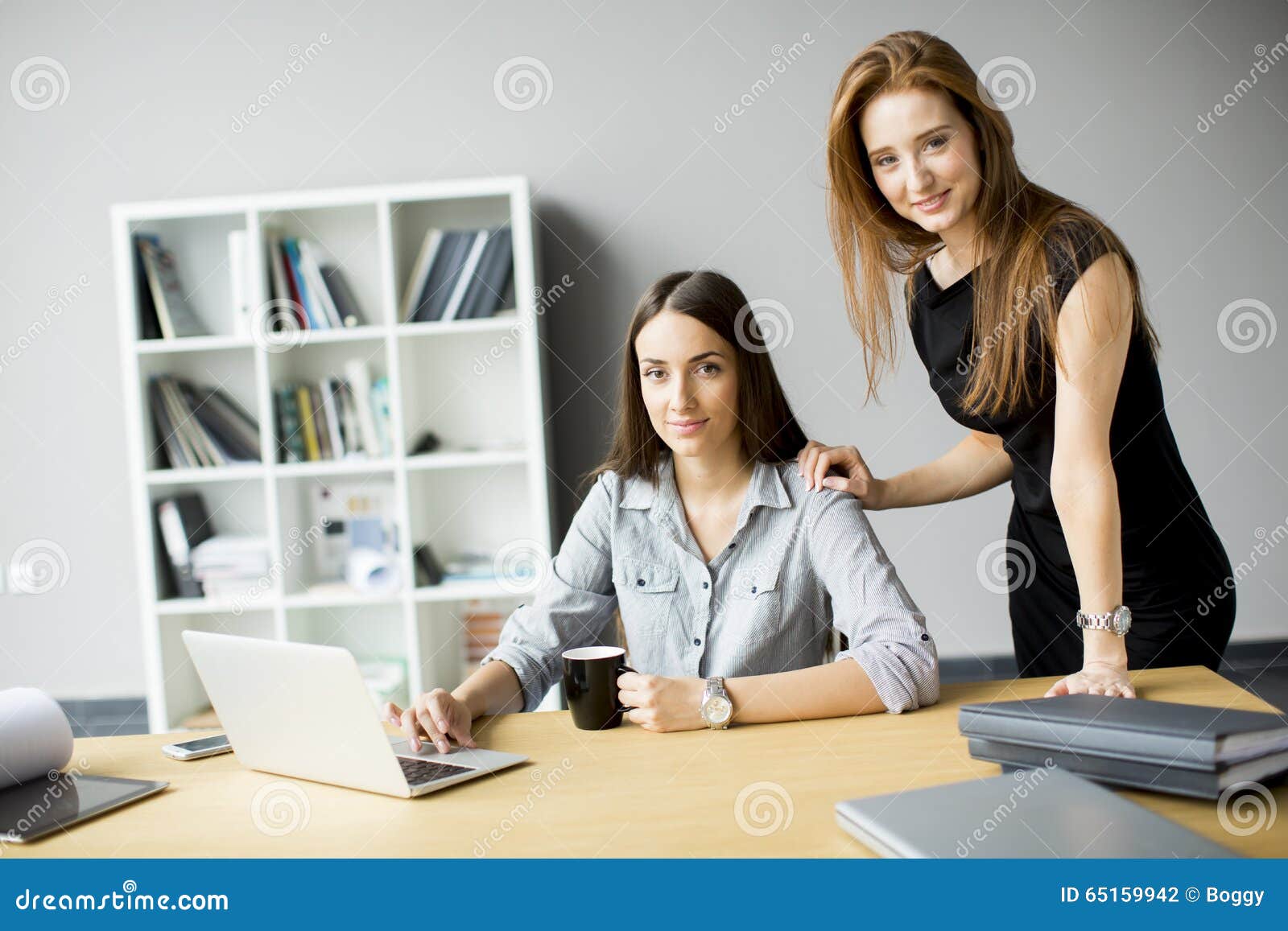 Young Women Working in Office Stock Photo - Image of happy ...