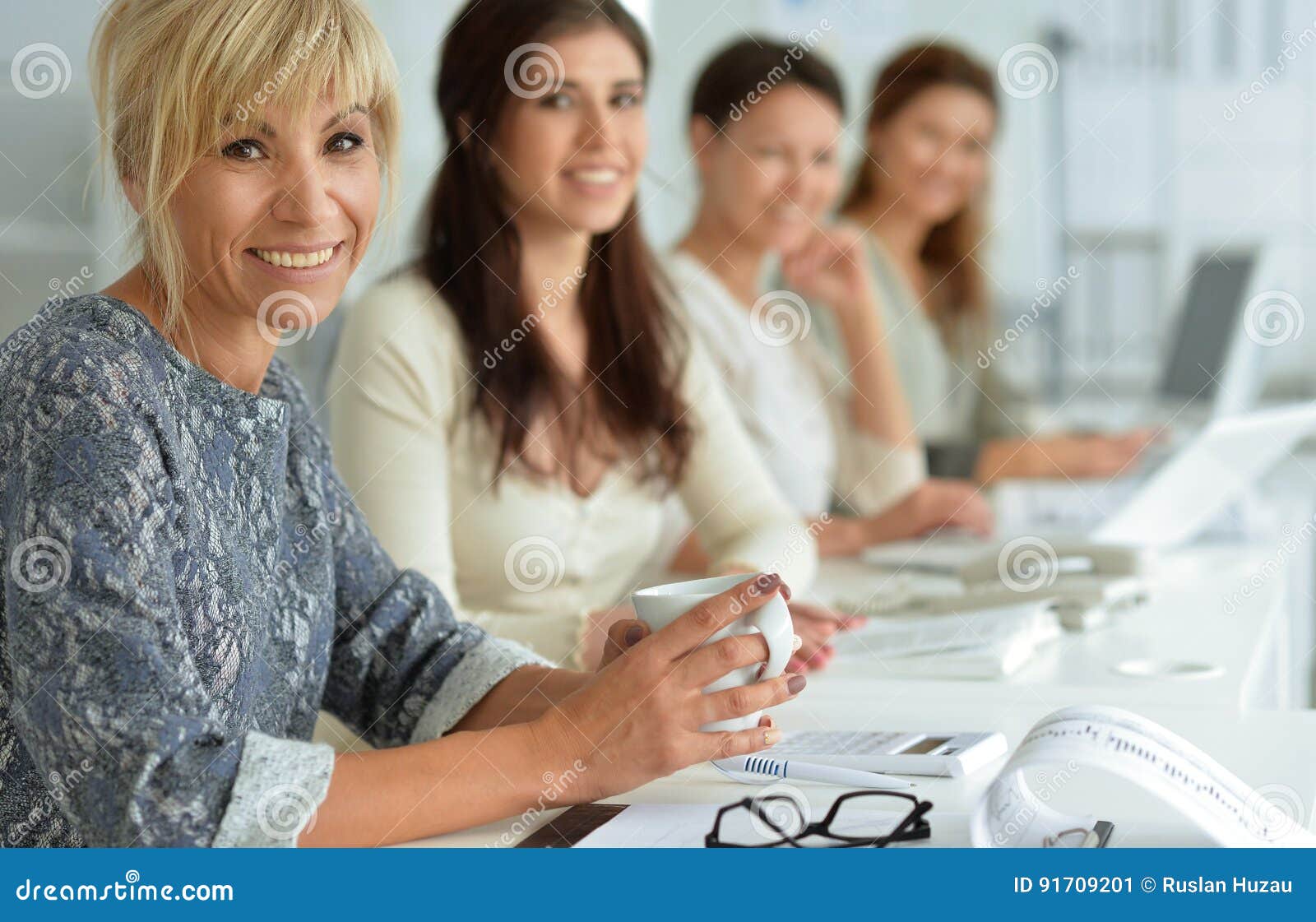 Young Women Working at Office Stock Image - Image of interior, building ...