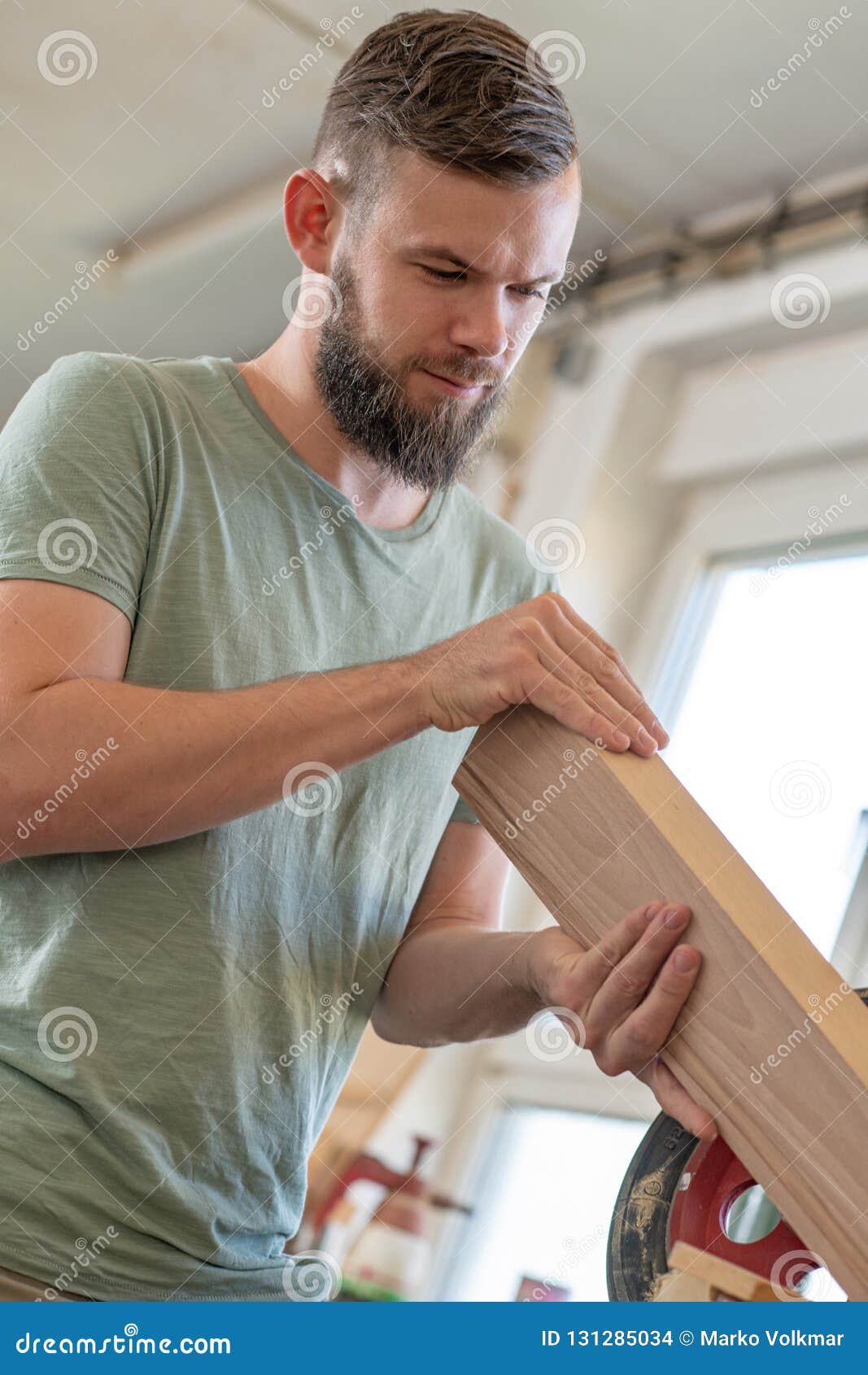 Young Worker in a Carpenter`s Workshop Stock Photo - Image of operator ...