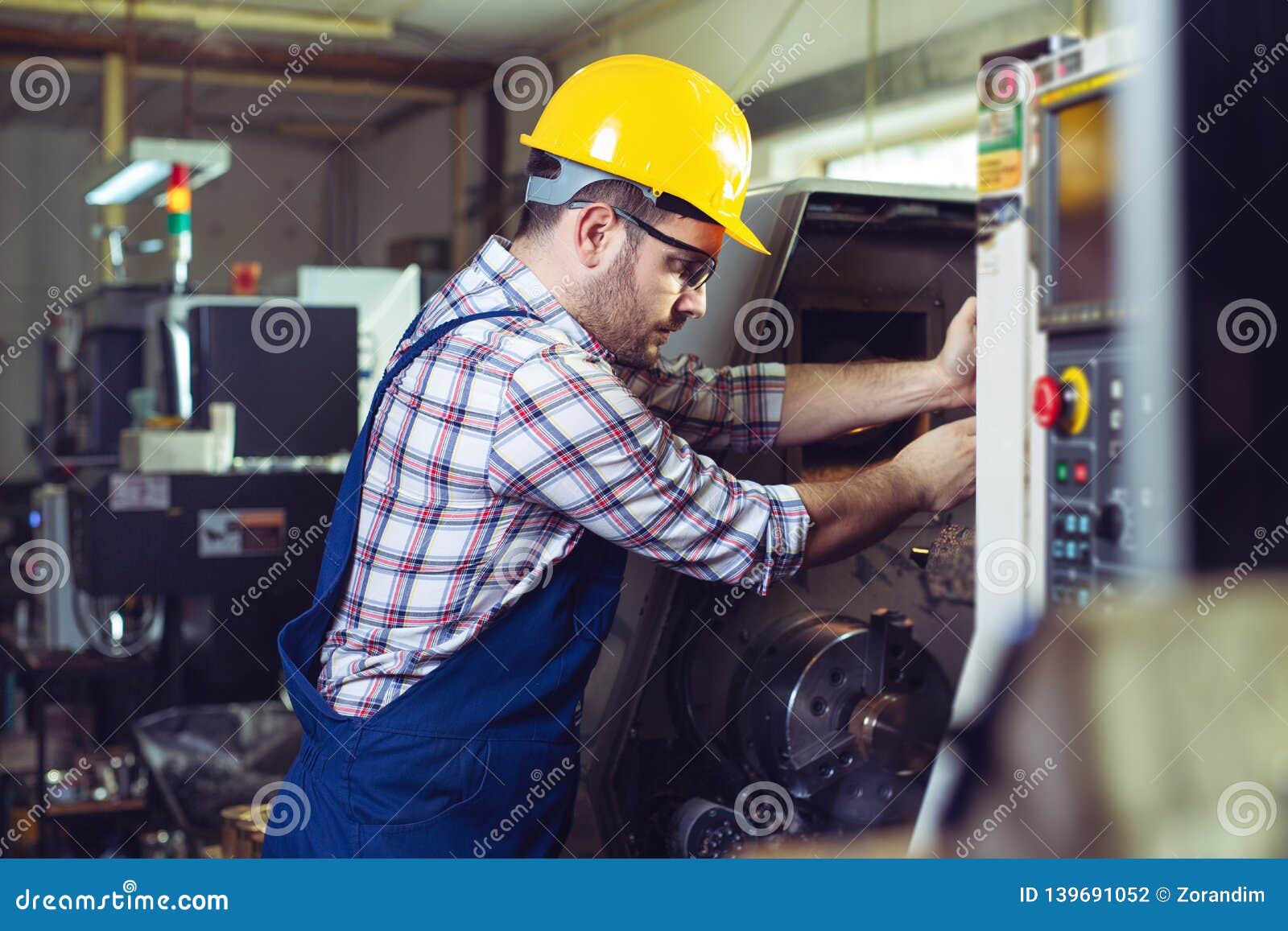 Worker Change CNC Machine Head Stock Photo - Image of check ...