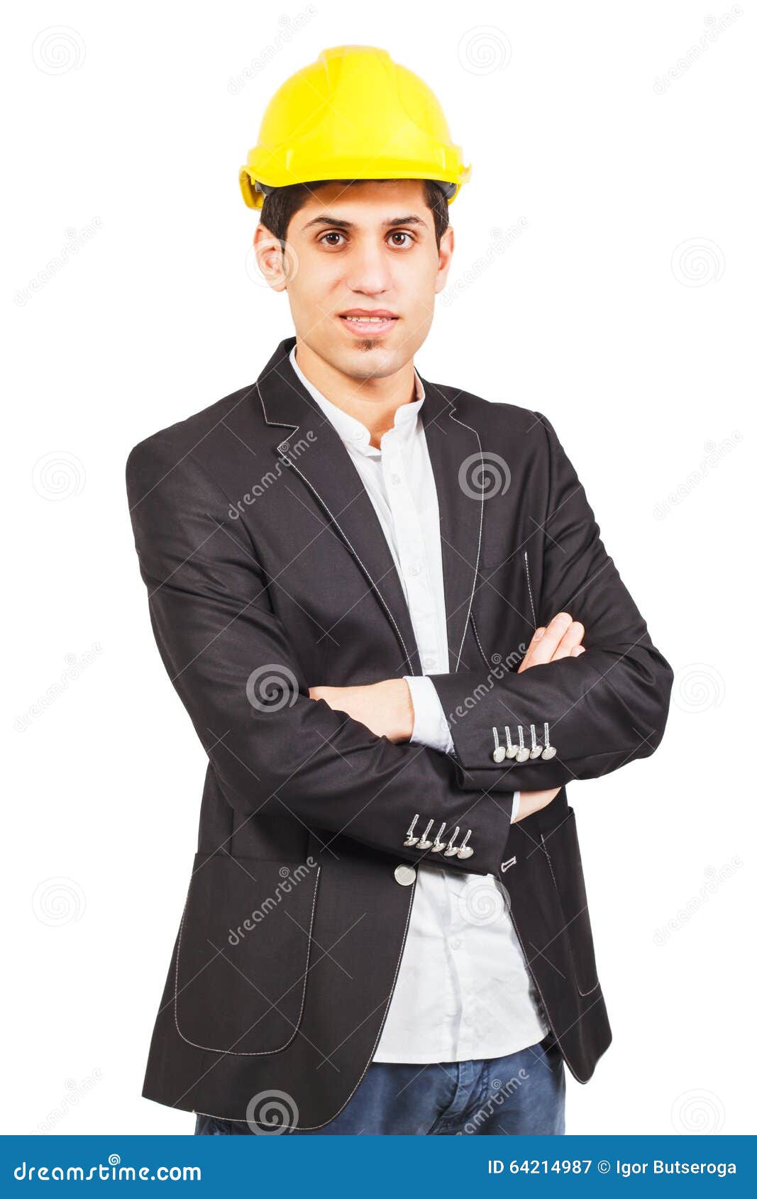 Young Worker in the Construction Helmet Stock Image - Image of yellow ...