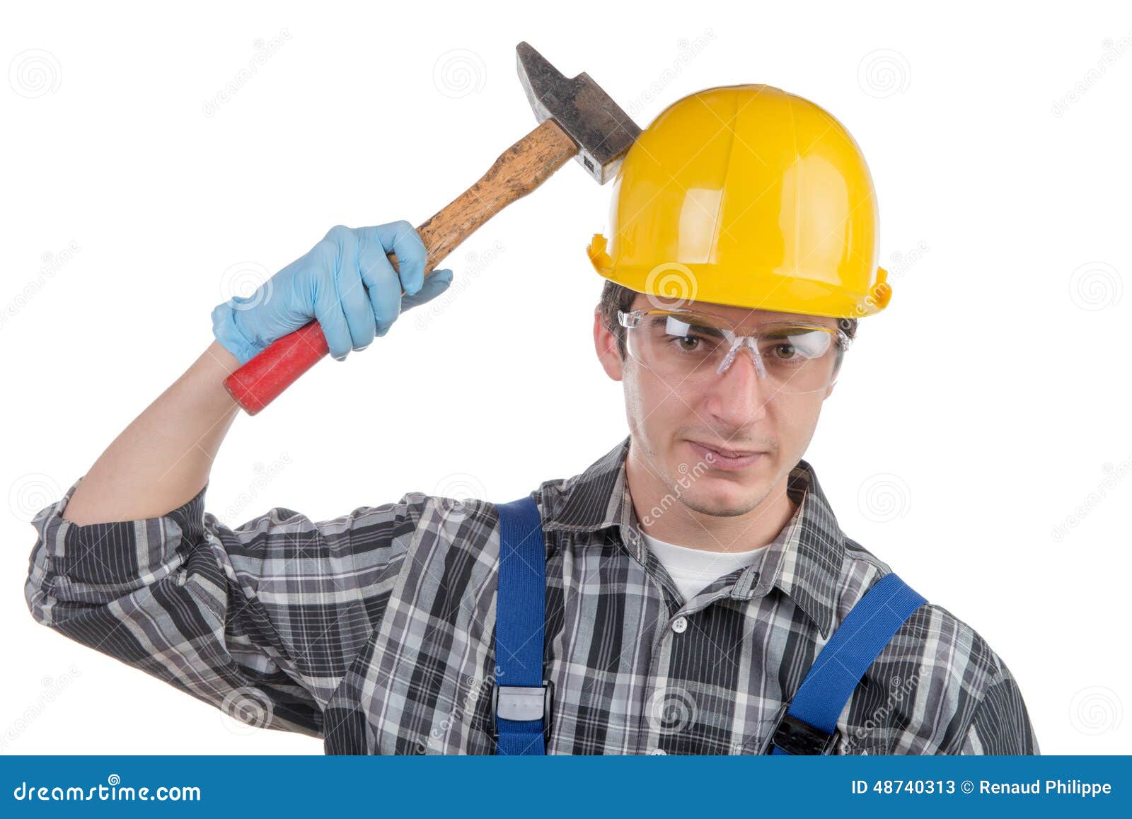 Young worker with a hammer stock image. Image of working - 48740313