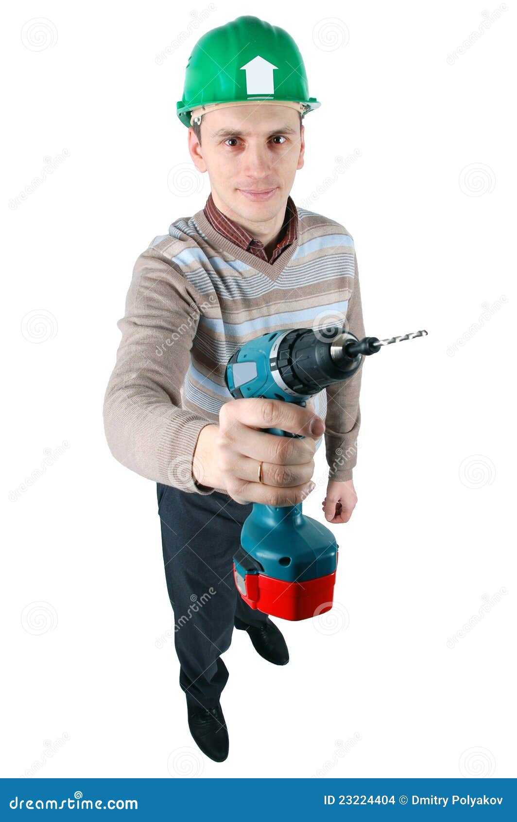Young Worker Holds a Drill in His Hand Stock Photo - Image of married ...