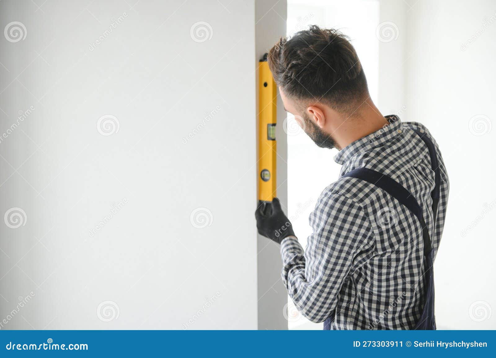 Young Worker Making Repair in Room Stock Image - Image of apartment ...