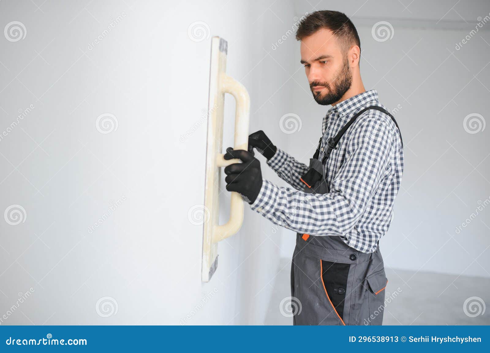 Young Worker Making Repair in Room. Stock Image - Image of making ...