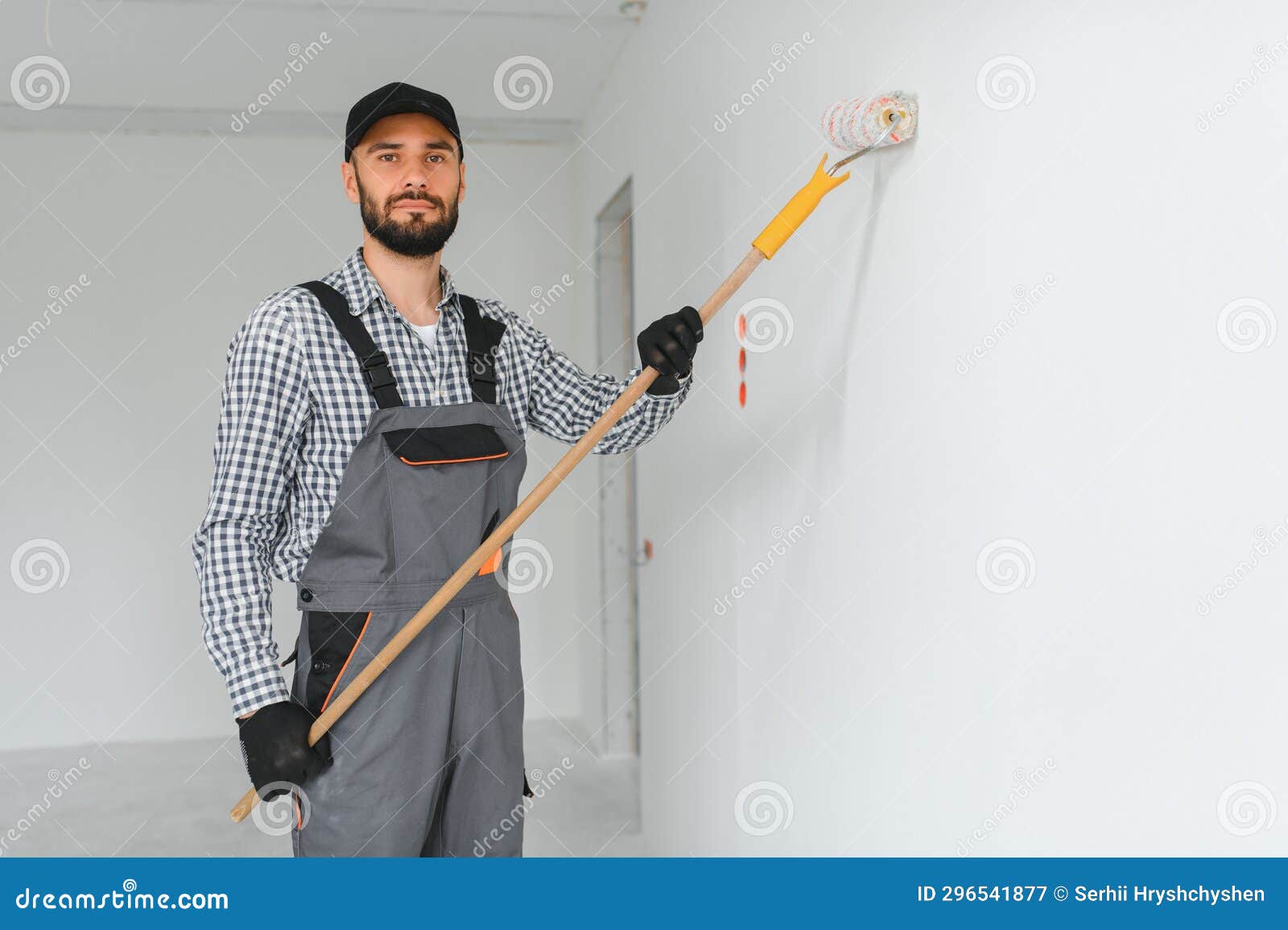 Young Worker Making Repair in Room. Stock Image - Image of house ...