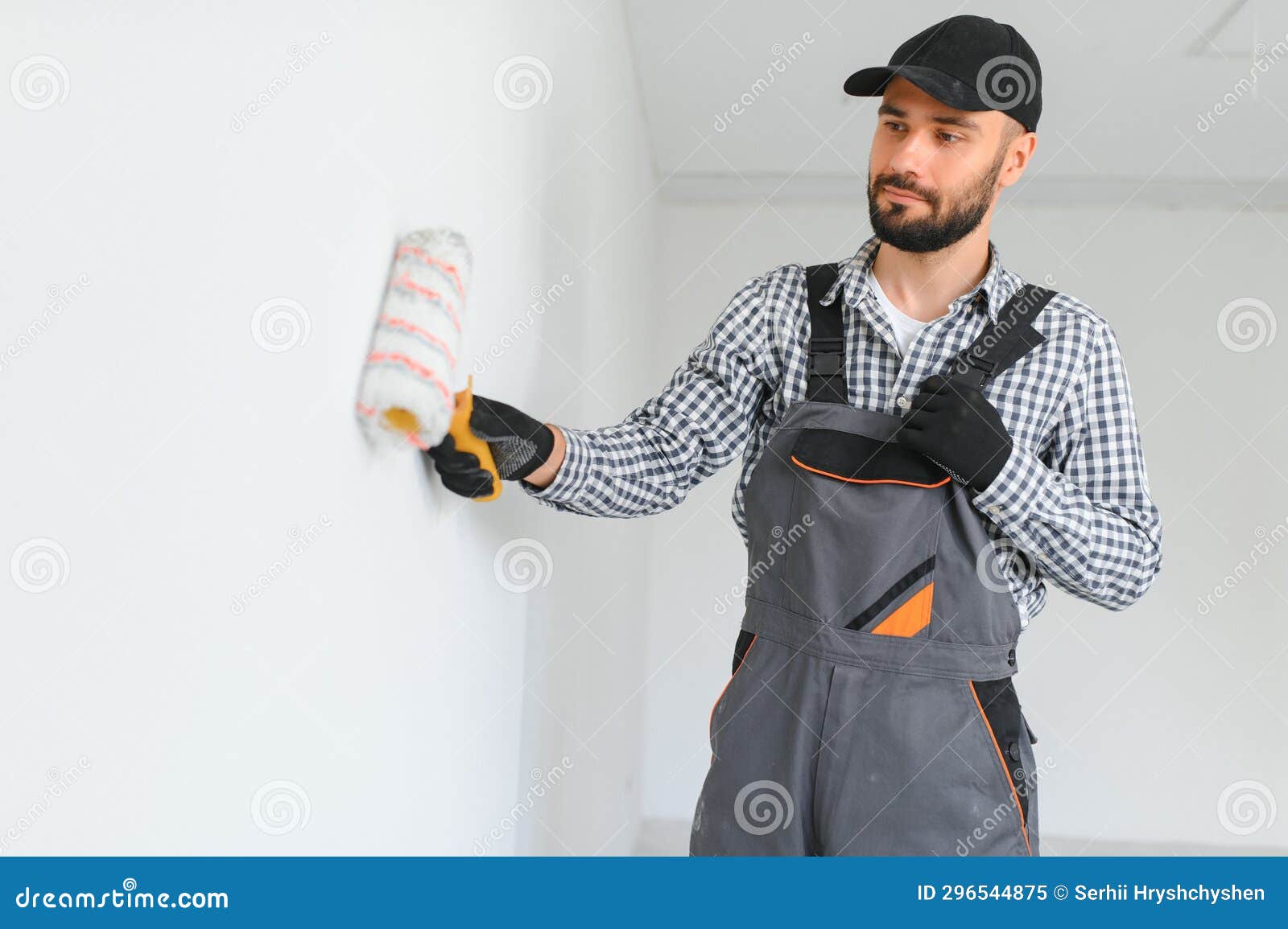 Young Worker Making Repair in Room. Stock Image - Image of background ...