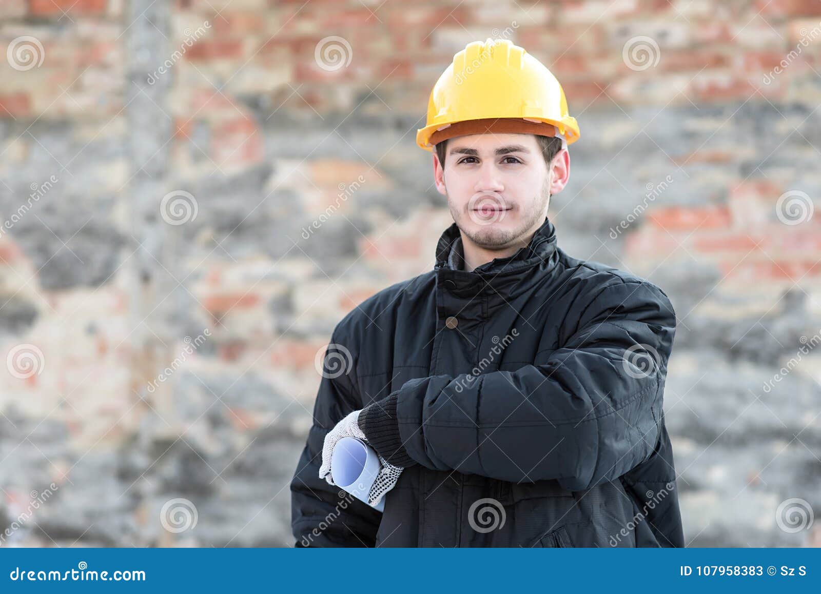 Young Worker Man in Construction Stock Image - Image of success ...