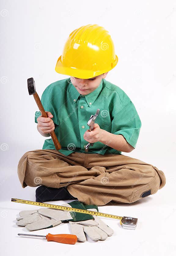 Young Boy Playing with Tools for Work Stock Photo - Image of ...