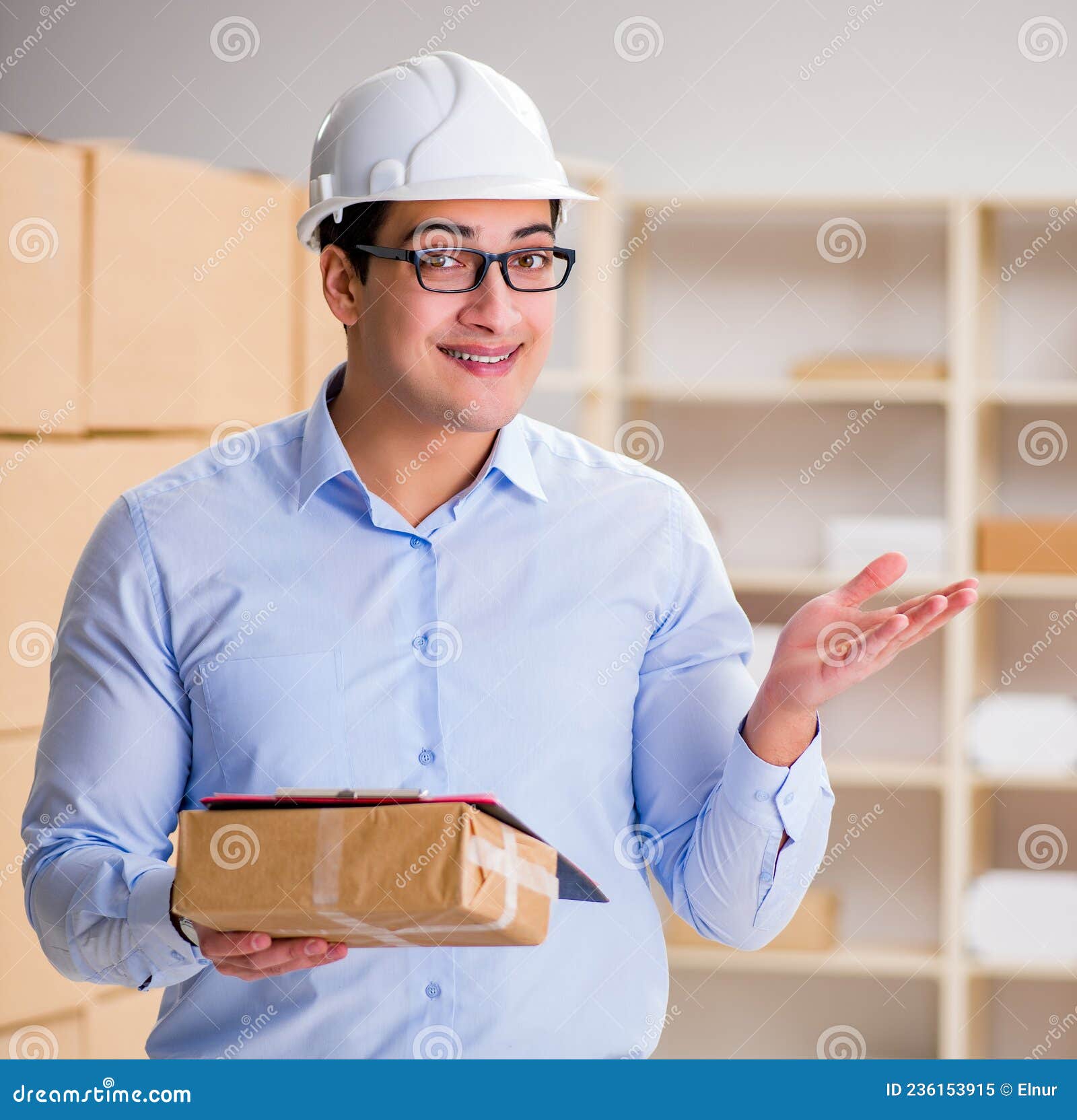 Young Worker in the Postal Office Dealing with Parcels Stock Image ...