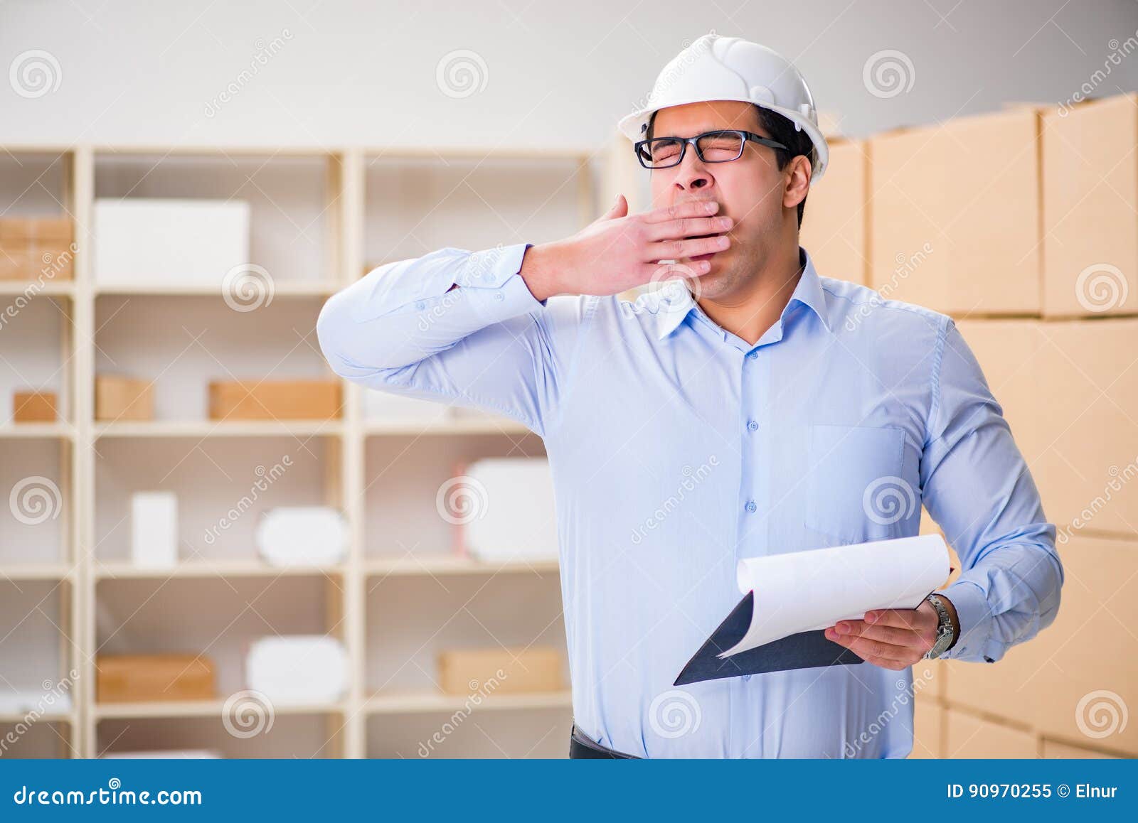 The Young Worker in the Postal Office Dealing with Parcels Stock Image ...