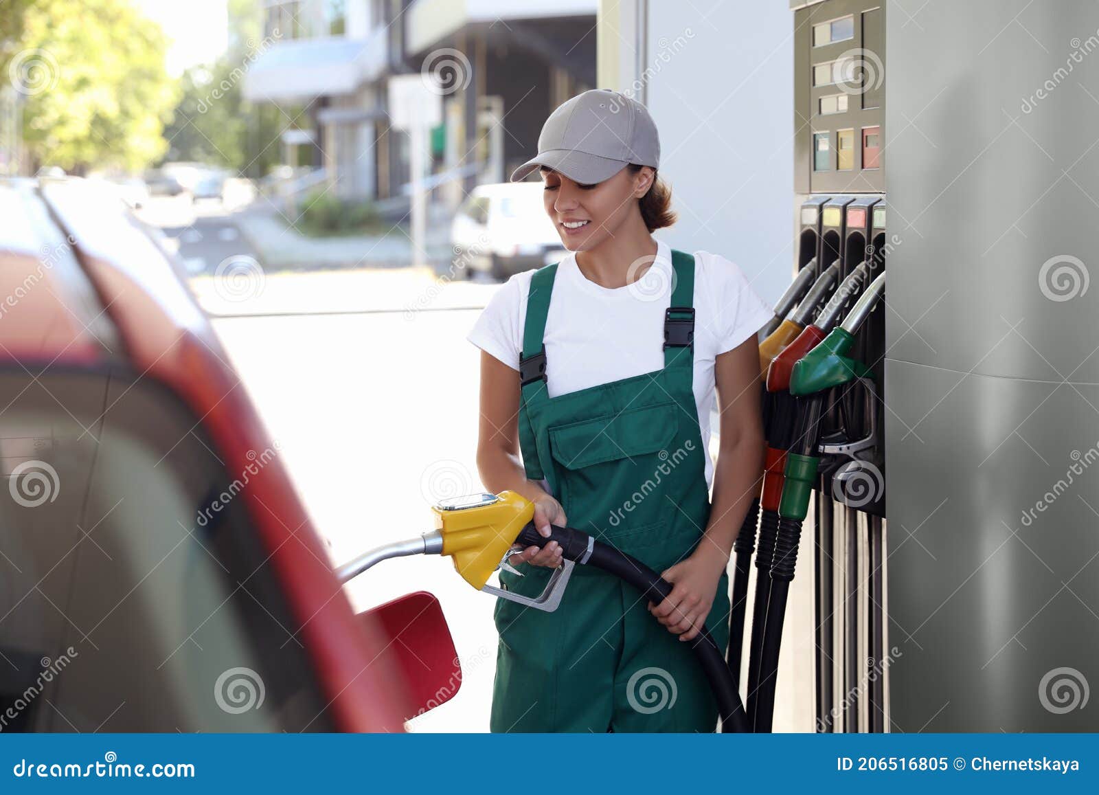 Young Worker Refueling Car at Modern Gas Station Stock Image - Image of ...