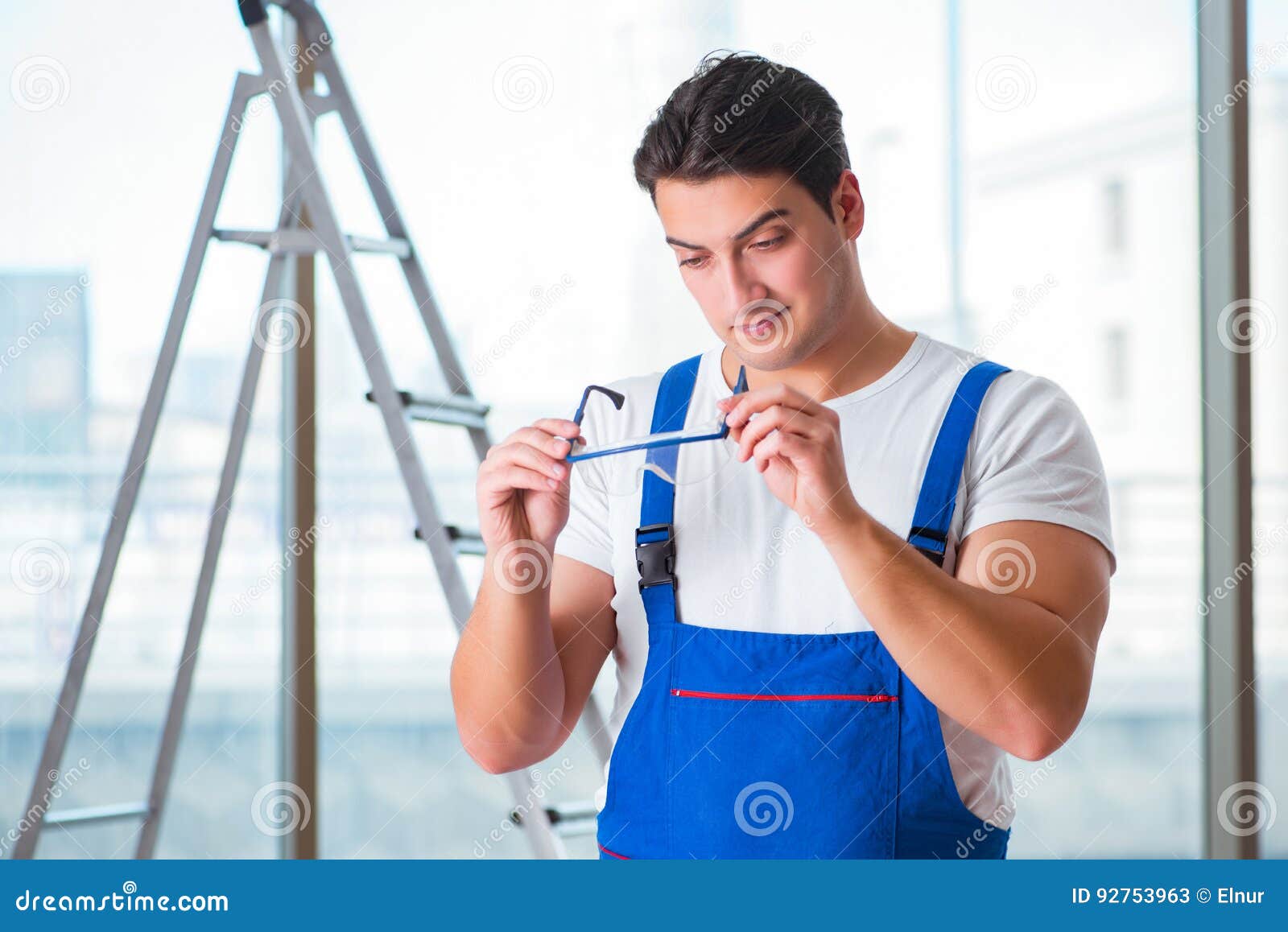 The Young Worker with Safety Goggles Stock Image - Image of protective ...