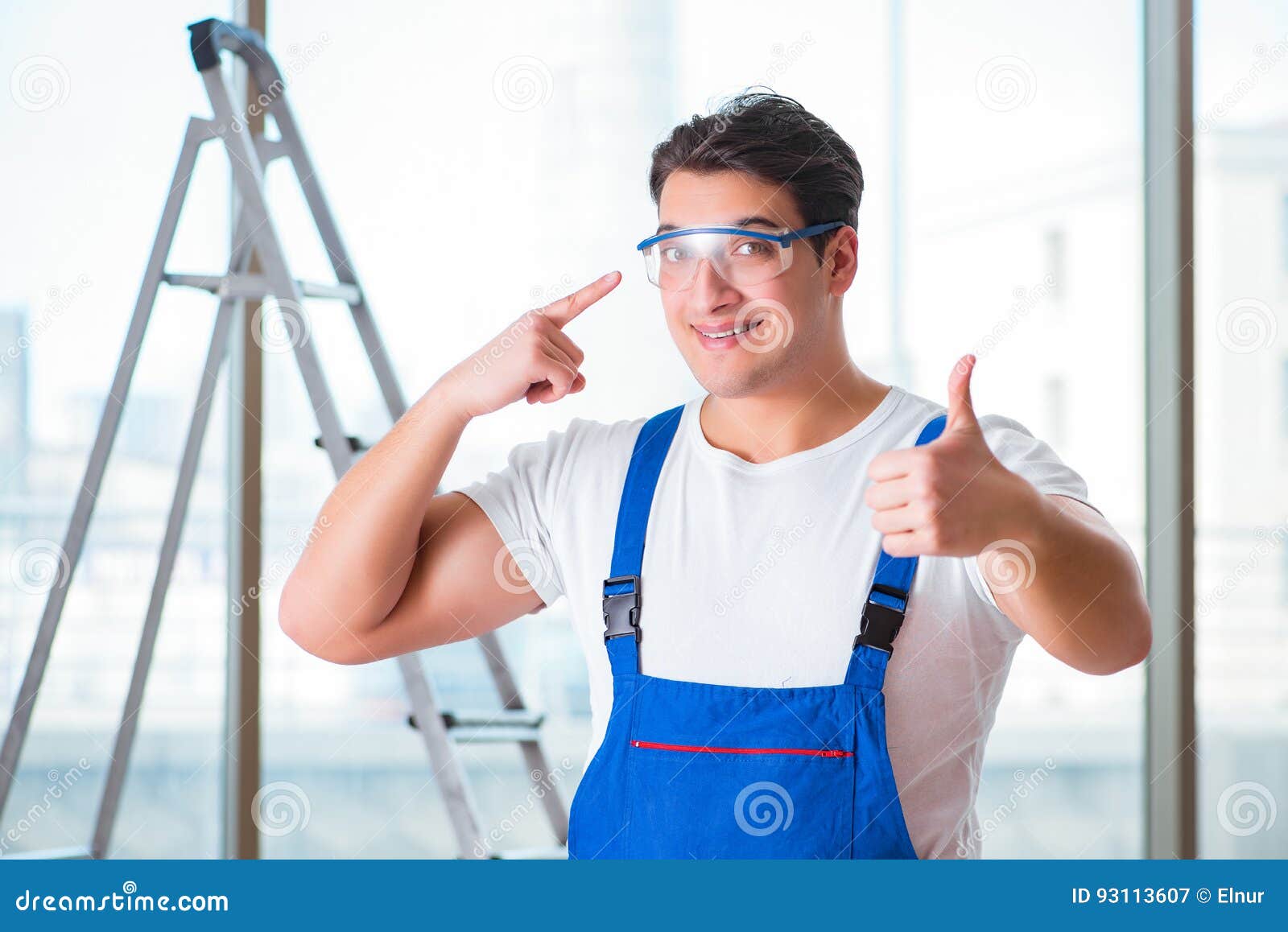 The Young Worker with Safety Goggles Stock Image - Image of goggles ...