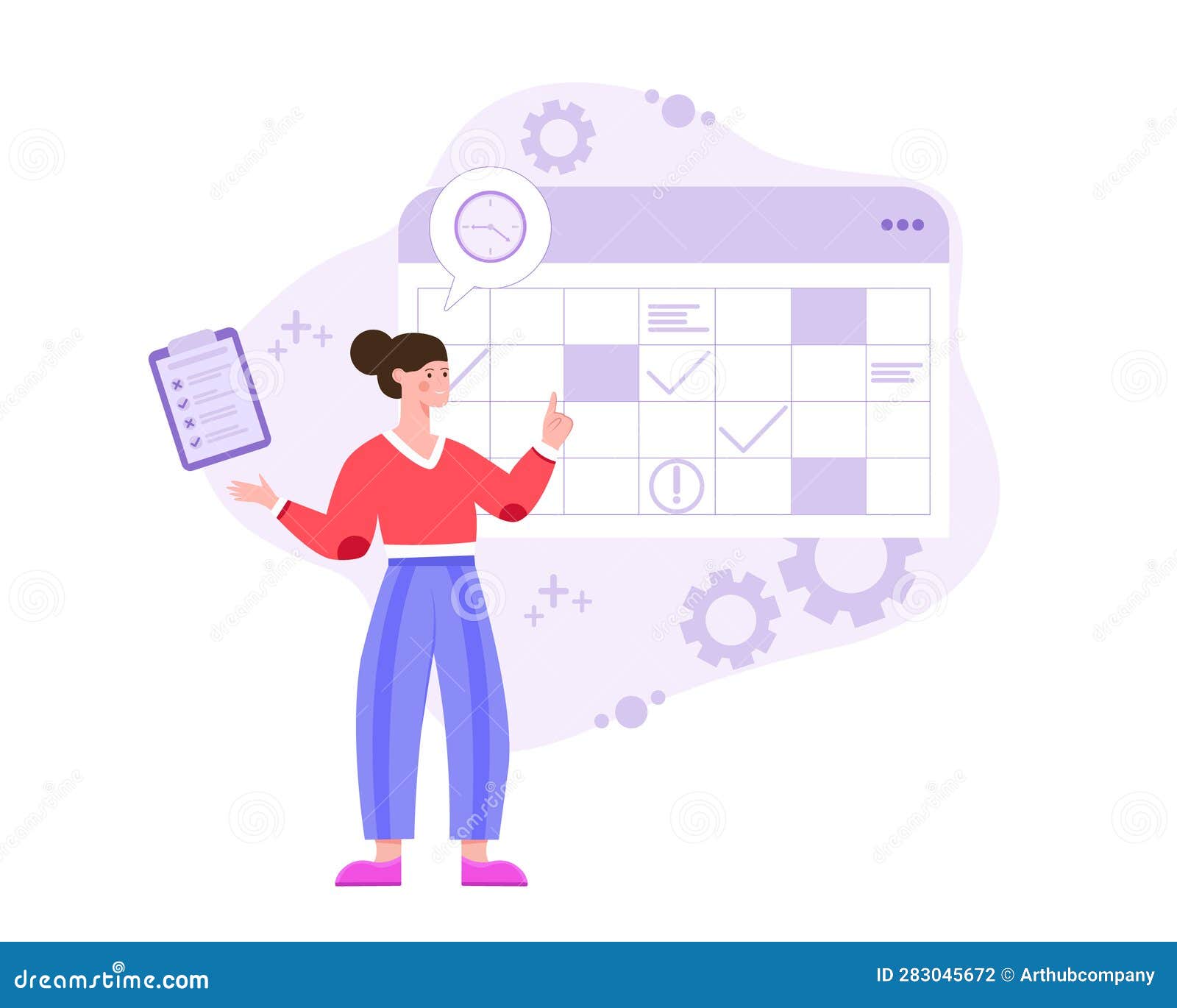 Young Worker Standing Near Calendar and Planning. Effective Work ...