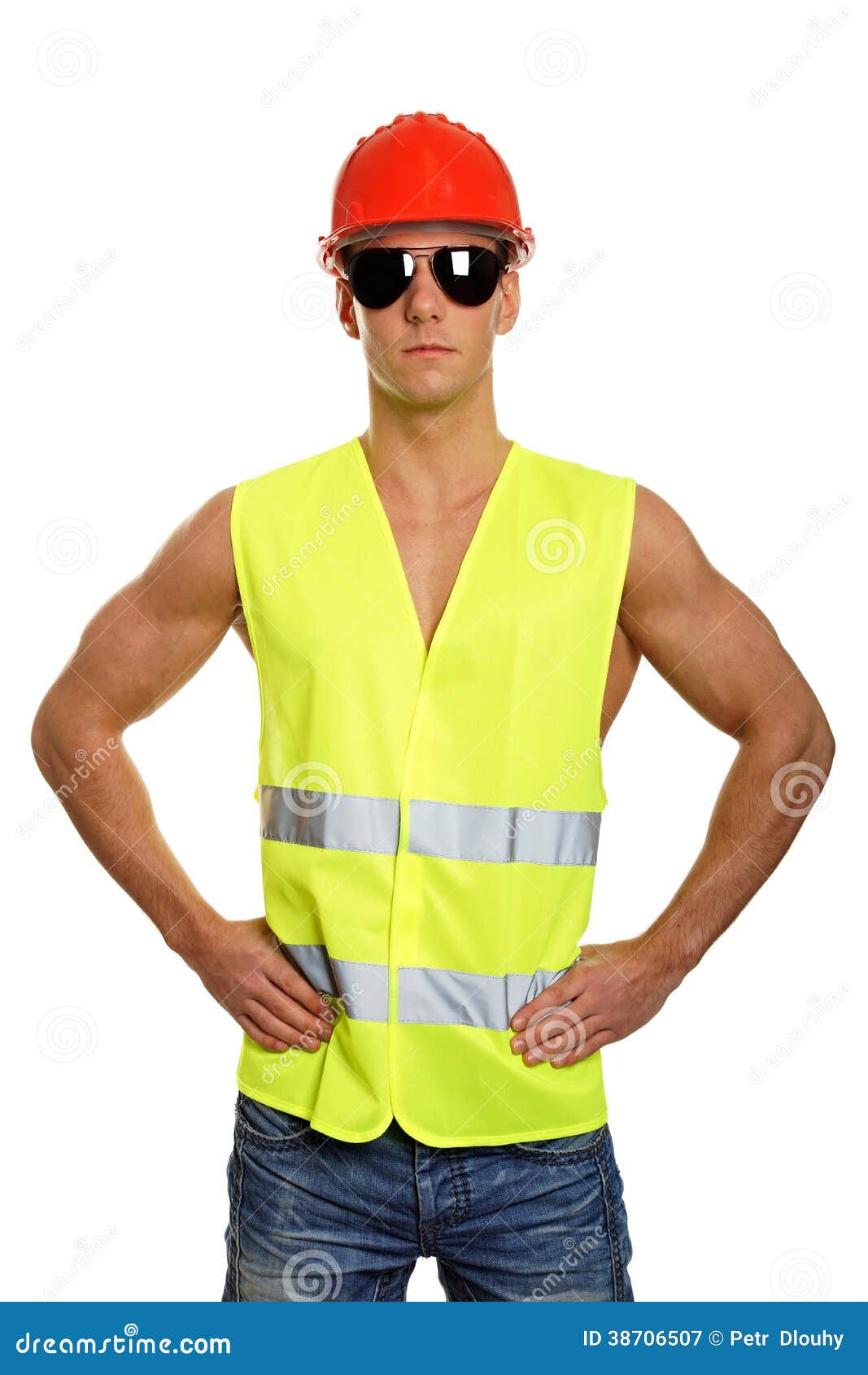 Young worker at work west stock image. Image of helmet - 38706507