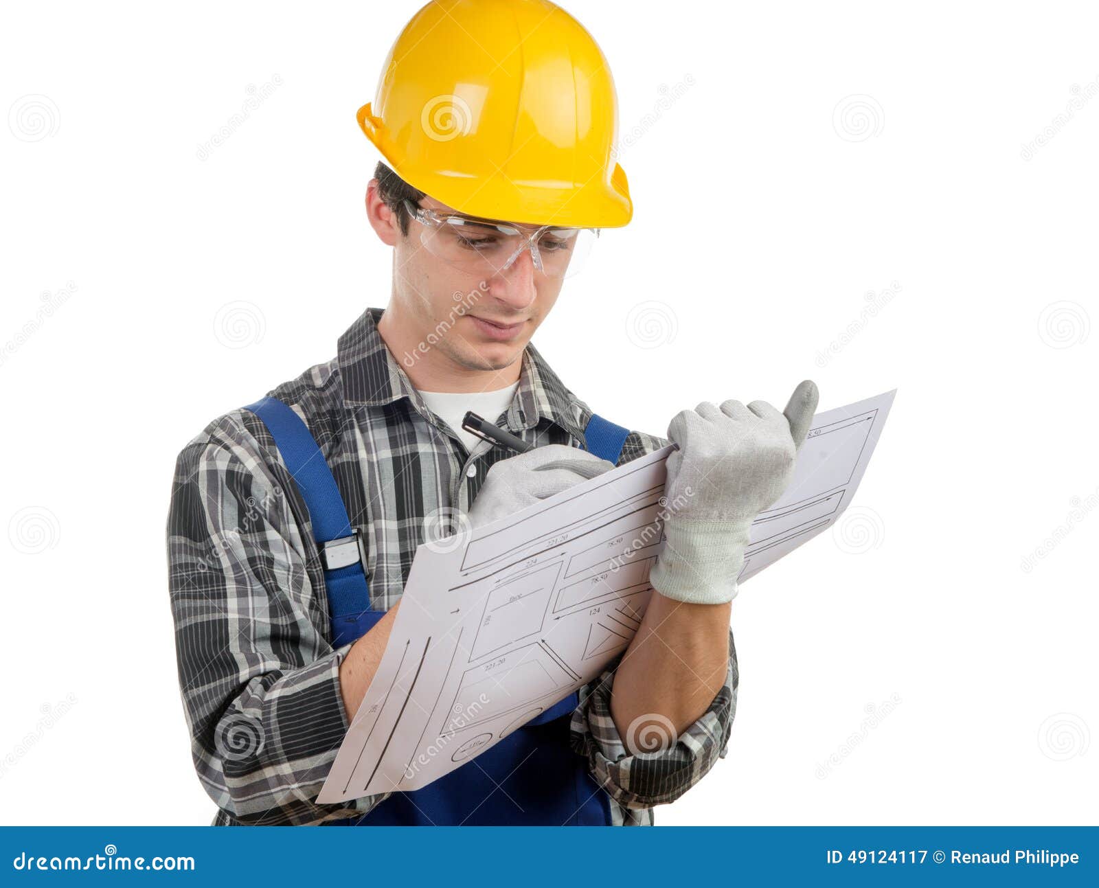 Young worker write a plan stock image. Image of architecture - 49124117