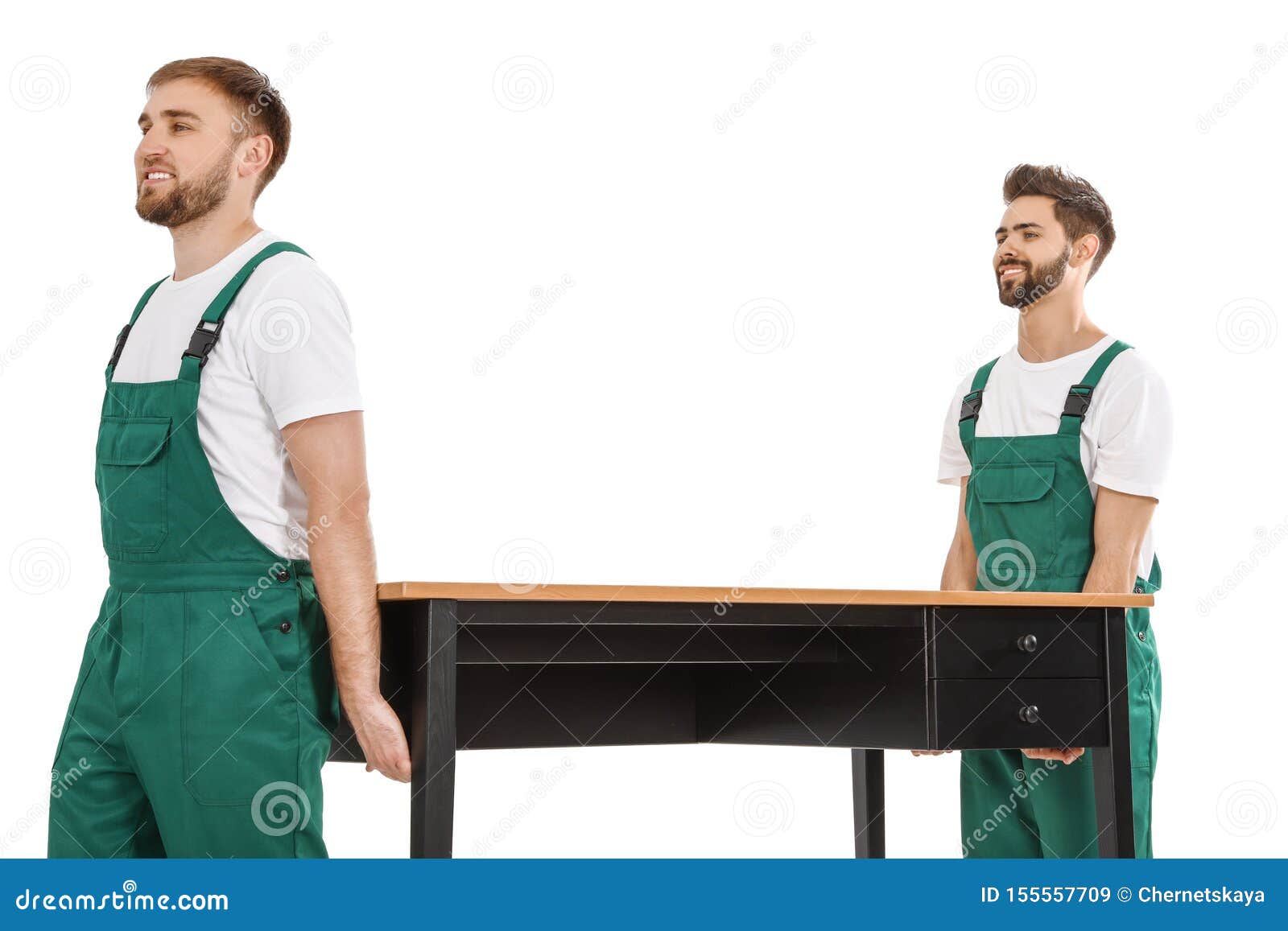 Young Workers Carrying Table Isolated. Moving Service Stock Image ...
