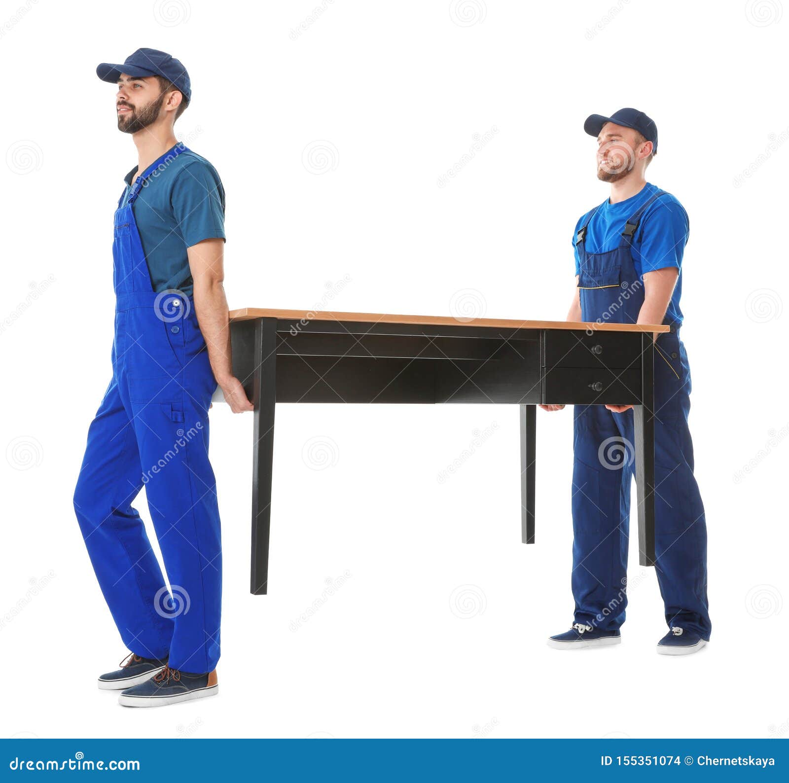 Young Workers Carrying Isolated on White. Moving Service Stock Photo ...