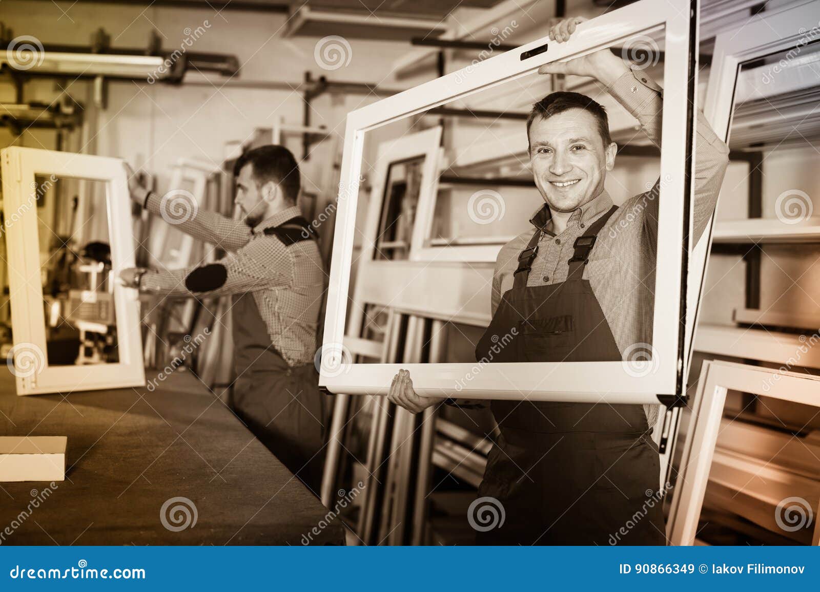 Young Workers with Different PVC Windows Stock Image - Image of goods ...