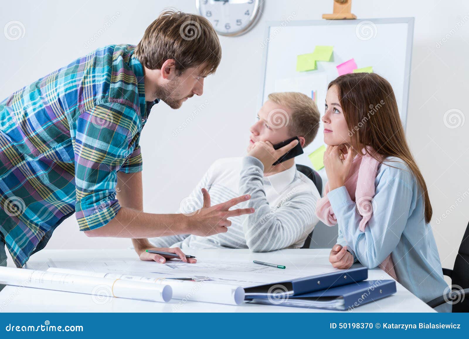 Young Workers in Modern Workplace Stock Photo - Image of drafting ...