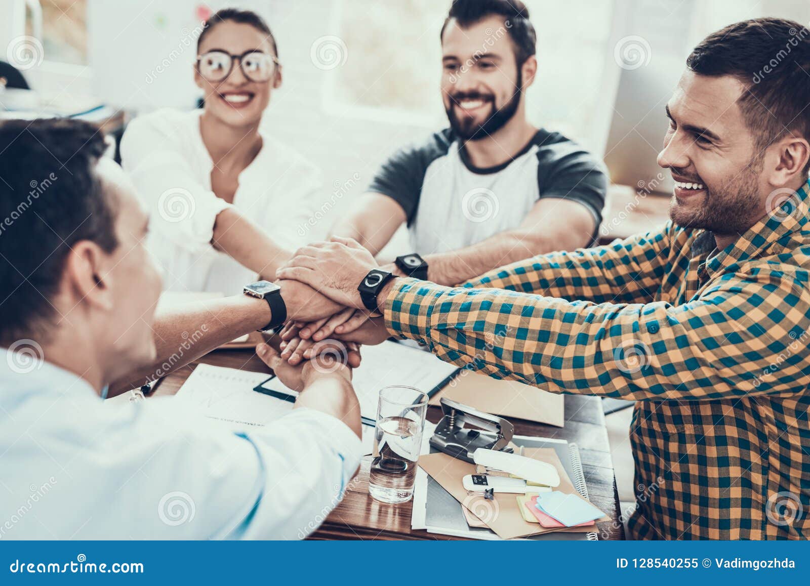 Young Workers on Teambuilding in Modern Office. Stock Image - Image of ...