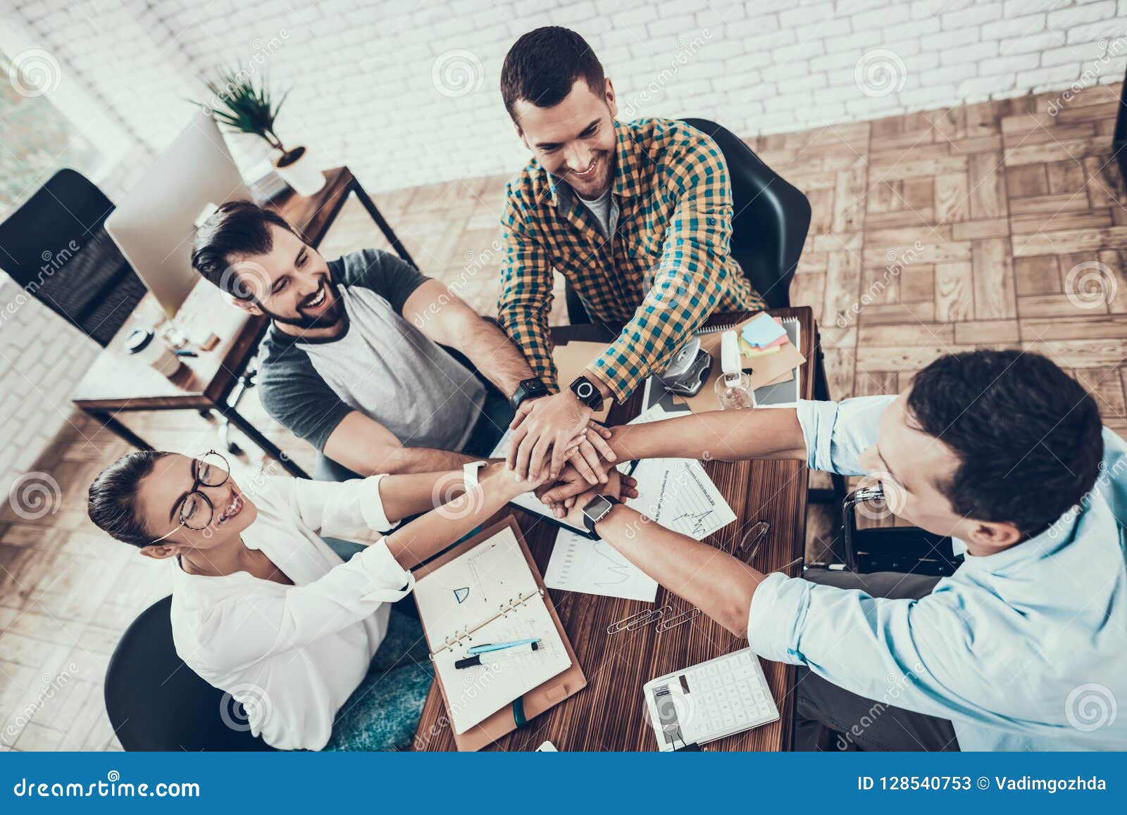 Young Workers on Teambuilding in Modern Office. Stock Image - Image of ...