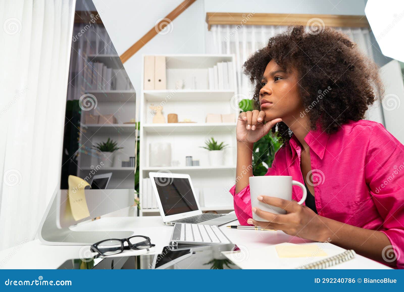 Young Working African Woman Creating Coding Website Developer ...