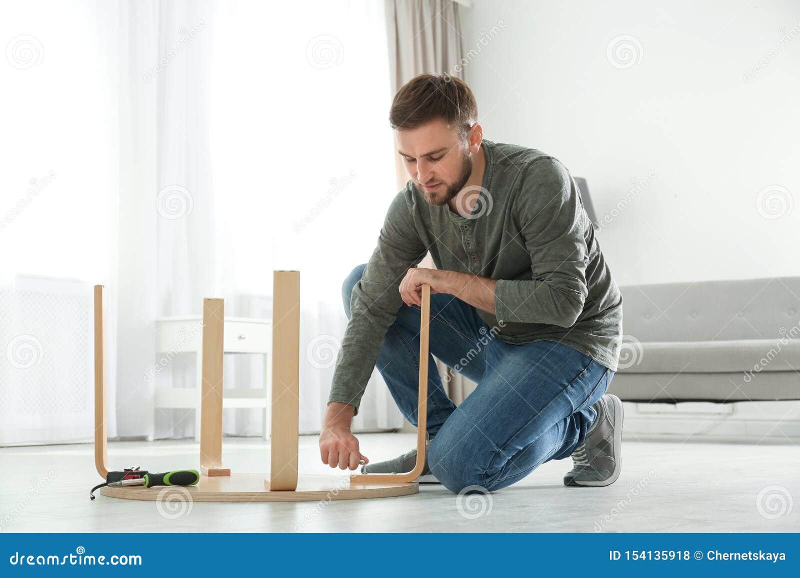 Young Working Man Repairing Table Stock Photo - Image of equipment ...