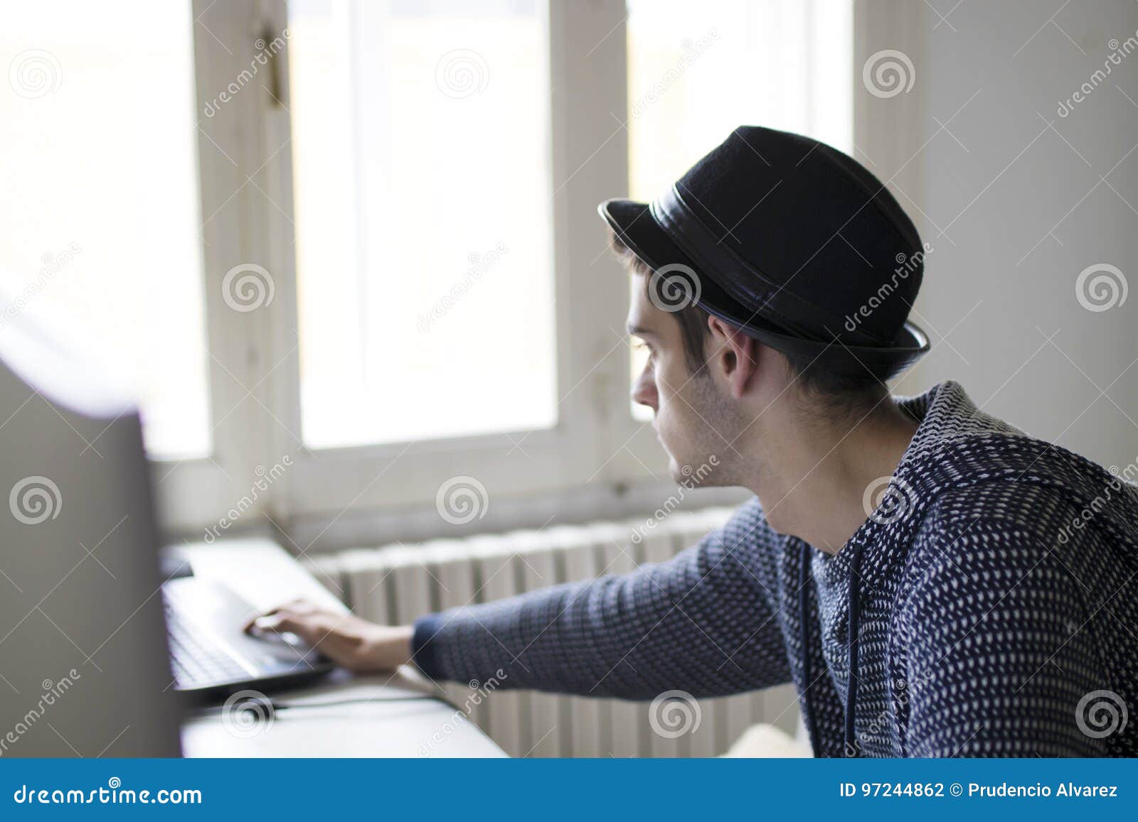 Working with Your Computer at Home Stock Photo - Image of screen ...